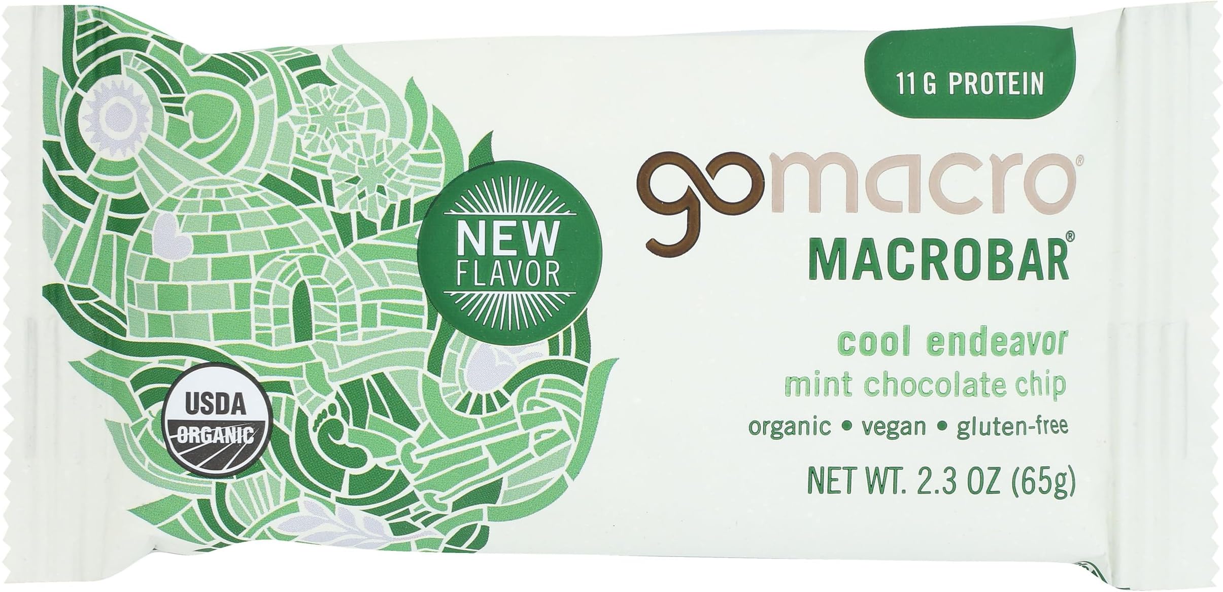 Amazon.com: GOMACRO Organic Mint Chocolate Chip Bar Single, 2.3 OZ ...
