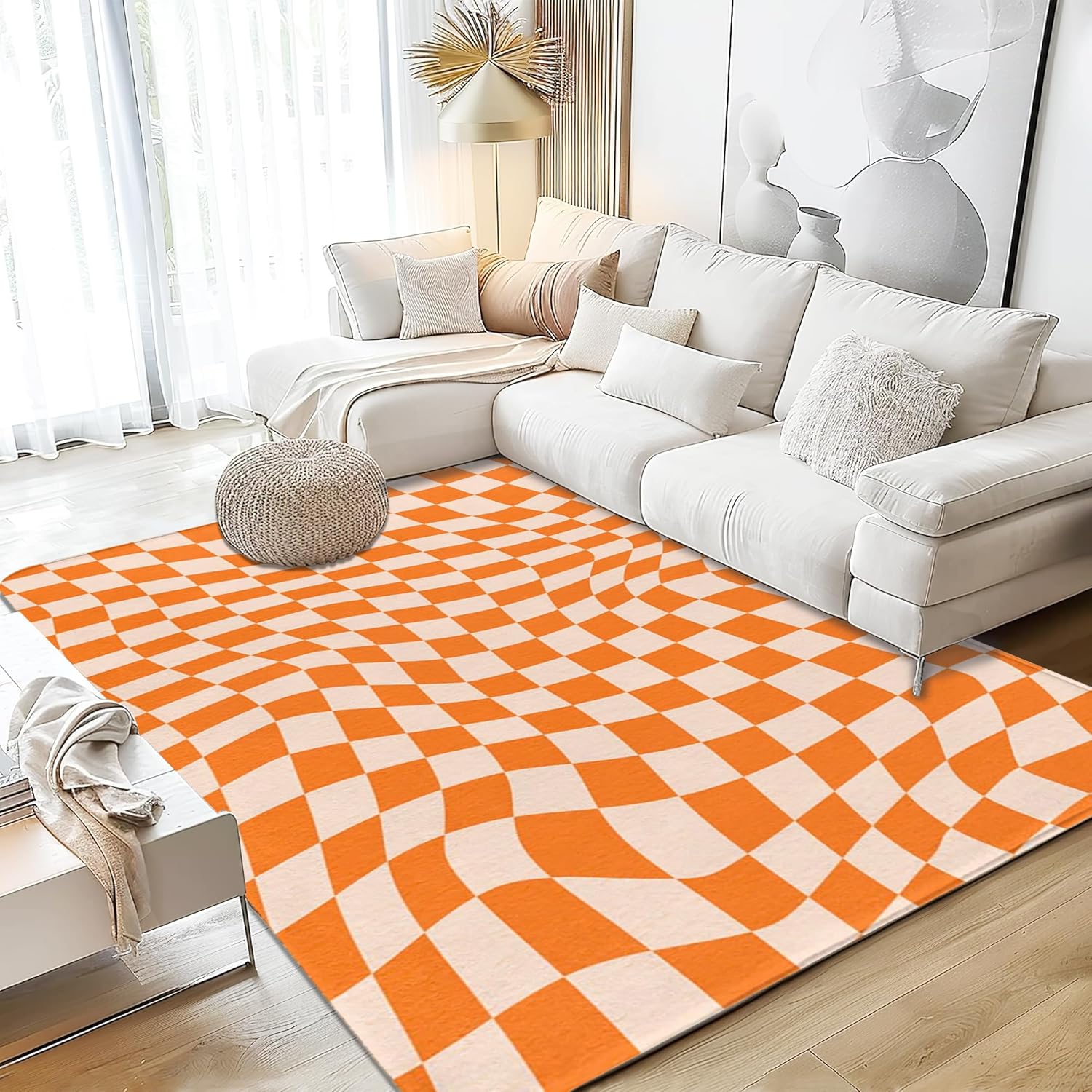 Amazon.com: Washable Area Rug 5x7 Retro Abstract Chess Board Washable ...