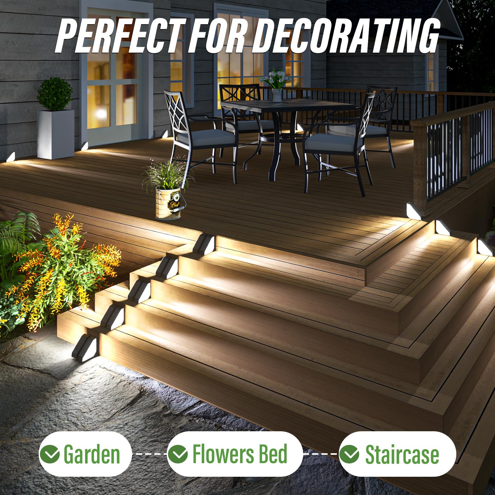 Snapklik.com : JSOT Solar Step Stair Lights Outdoor Waterproof For Yard ...