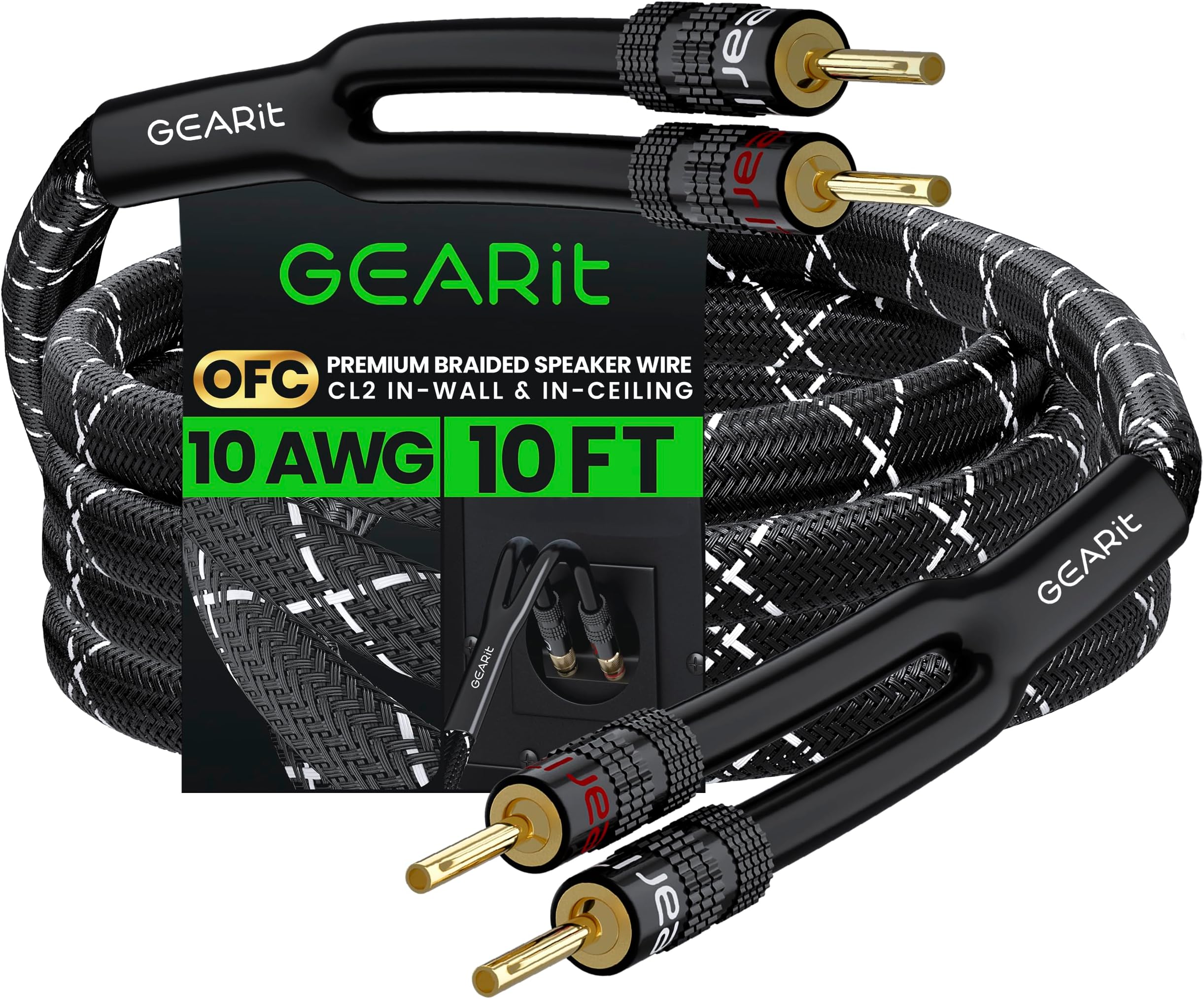 Amazon Basics 16AWG Speaker Cable Wire with Gold-Plated Banana Tip ...