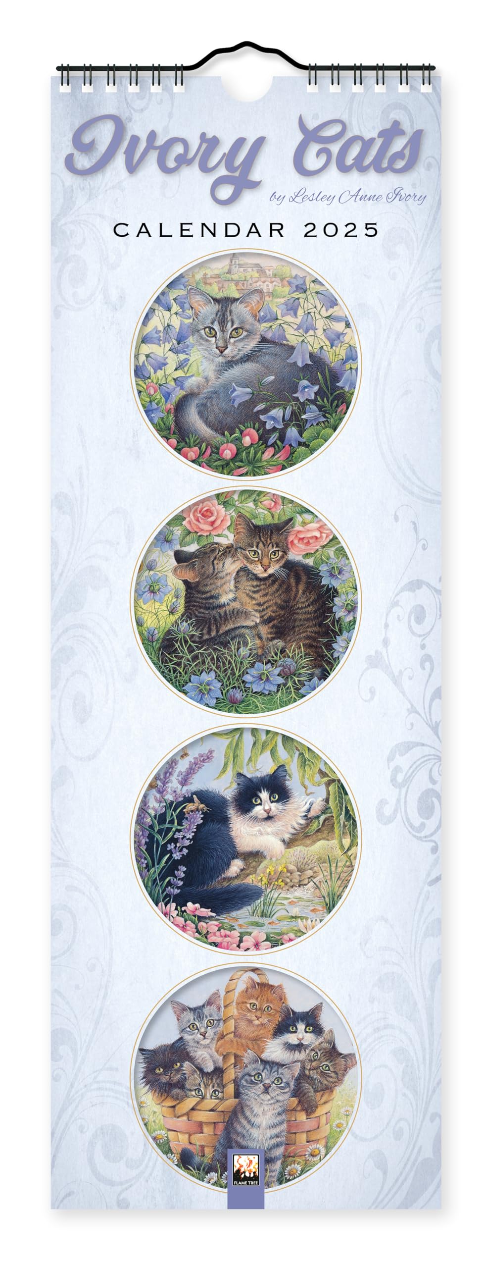 Ivory Cats Slim Calendar 2025 (Art Calendar): Original Flame Tree ...