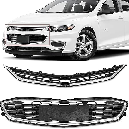 Amazon.com: PartsFlow Front Bumper Grill Upper & Lower Honeycomb Mesh ...