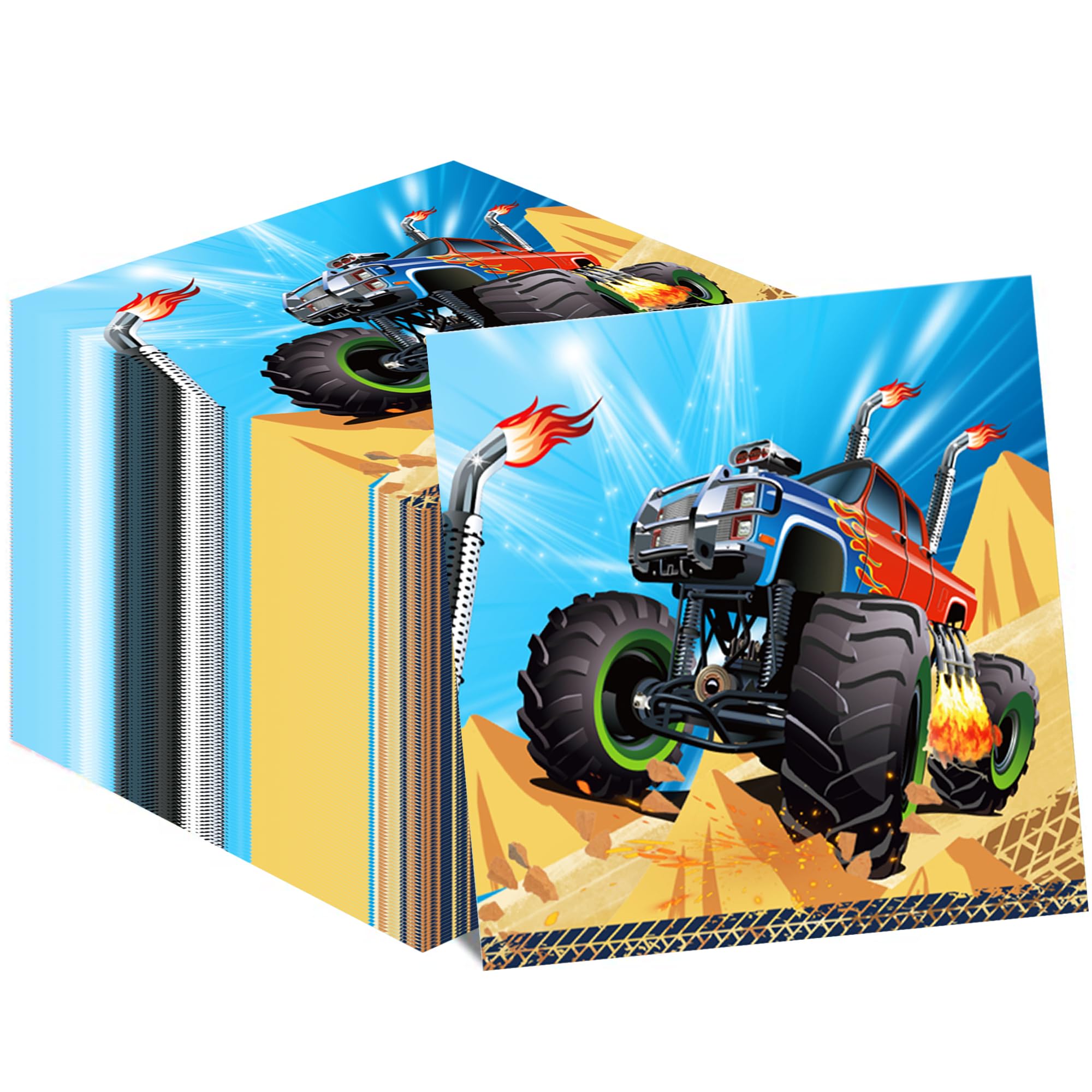 Amazon.com: 40Pcs Monster Truck Paper Napkins Monster Truck Disposable Party Napkins Set Grave ...