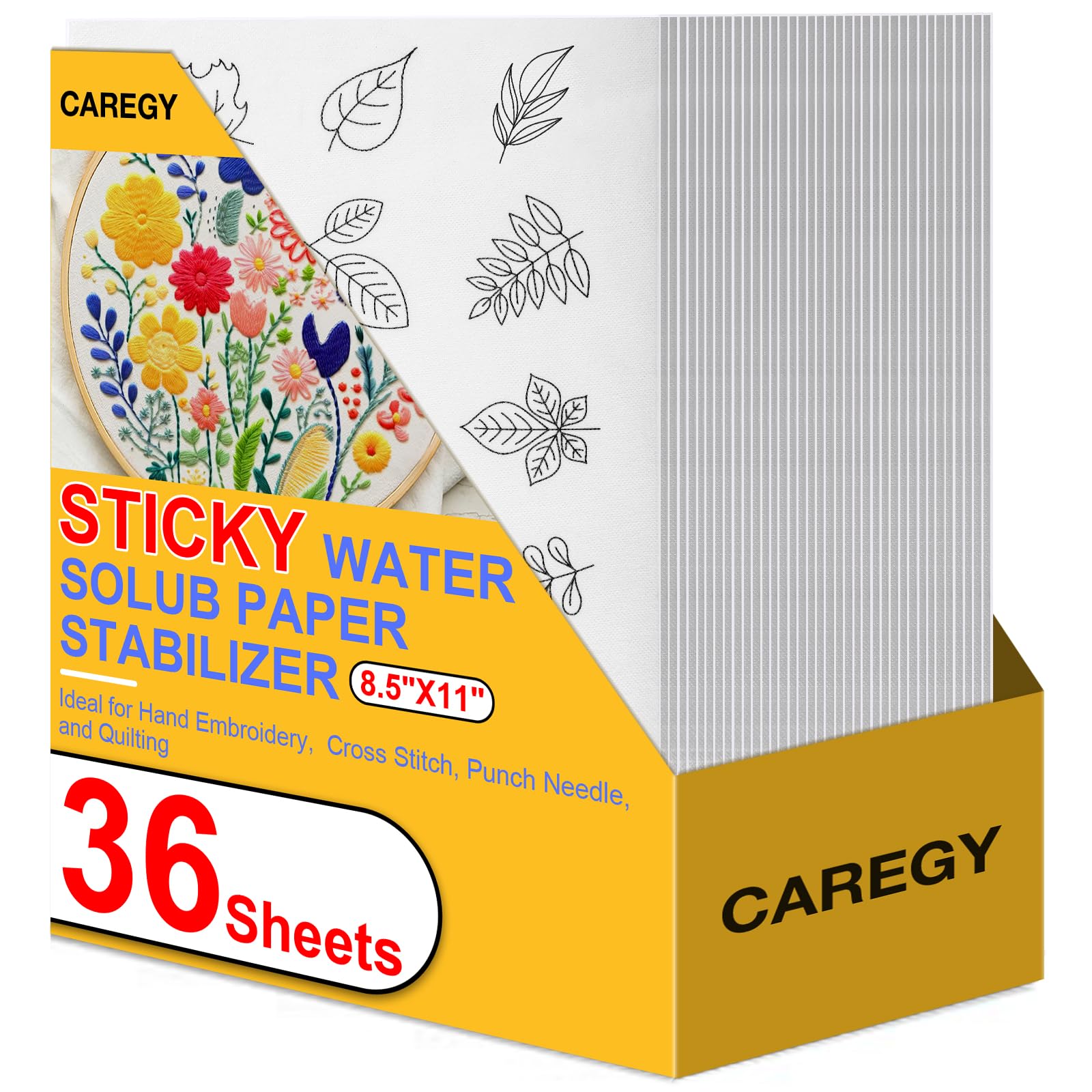 Snapklik.com : 36PCS 85"x11" Sticky Water Soluble Embroidery Stabilizer ...