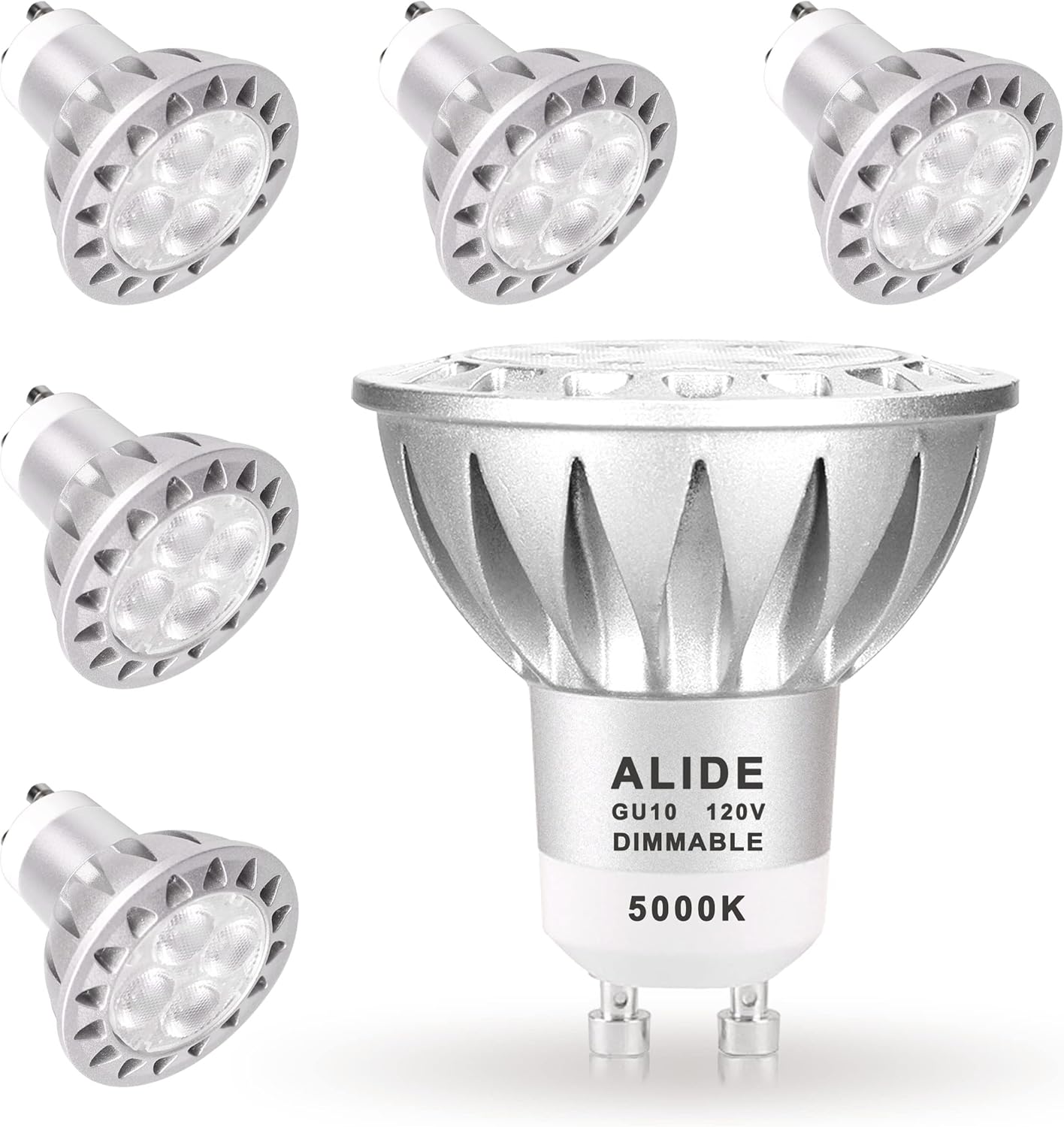 ALIDE Bombilla LED GU10 de aluminio 5000 K regulable, reemplaza GU10 ...