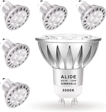 ALIDE Aluminum GU10 Led Bulb 5000k Dimmable, Replace GU10 50W Halogen ...