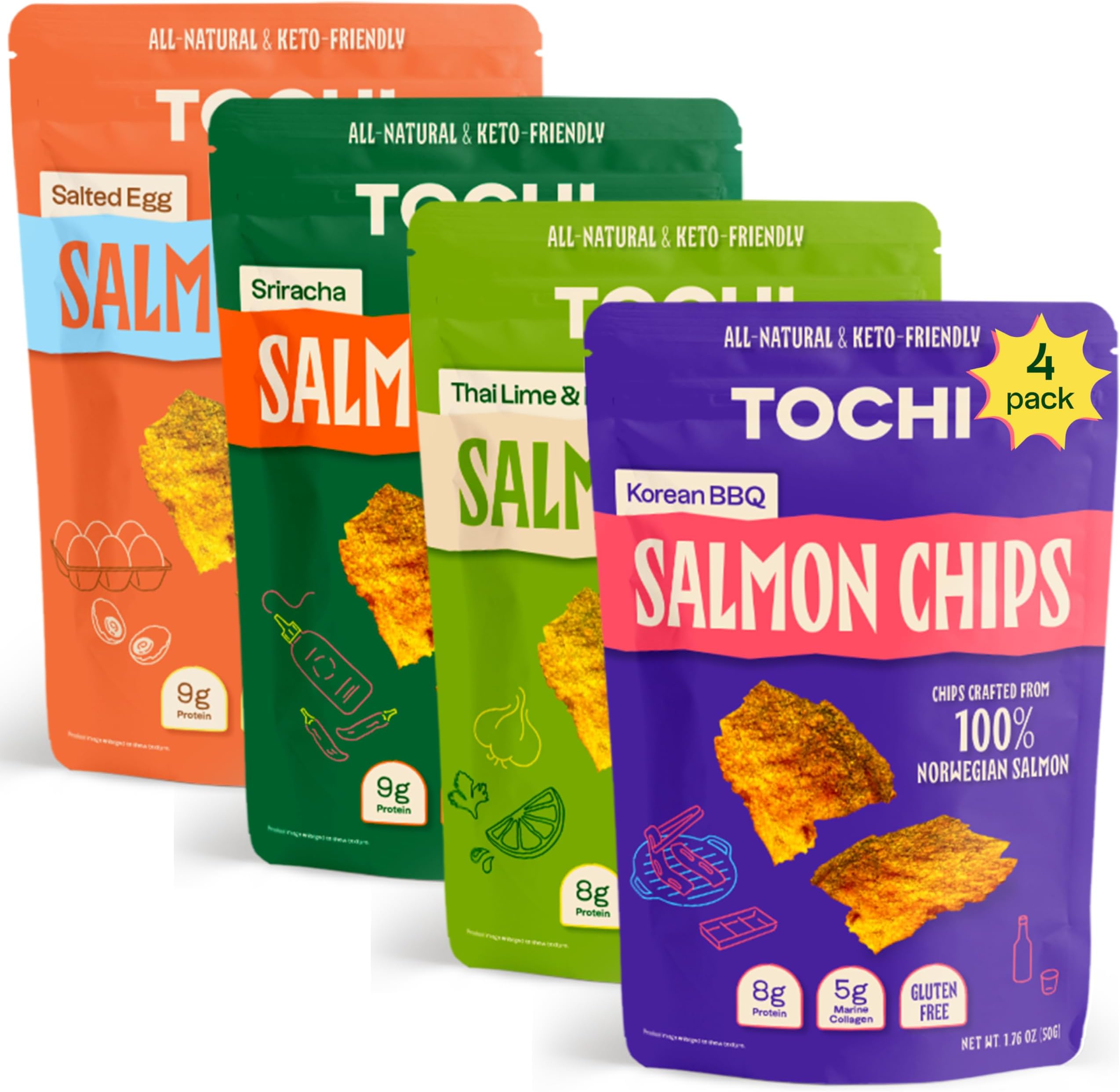 Amazon.com: Tochi Norwegian Salmon Skin Chips - Healthy, Premium, Low ...