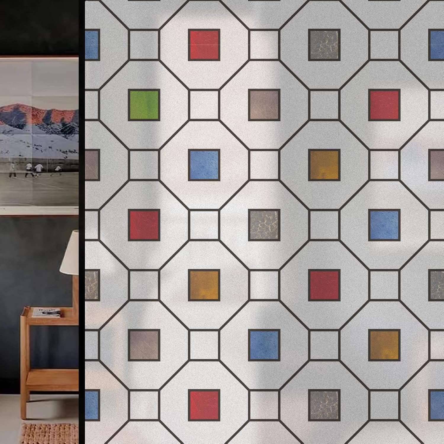 Amazon.com: DKTIE Modern Geometric Pattern Stained Glass Window Film ...