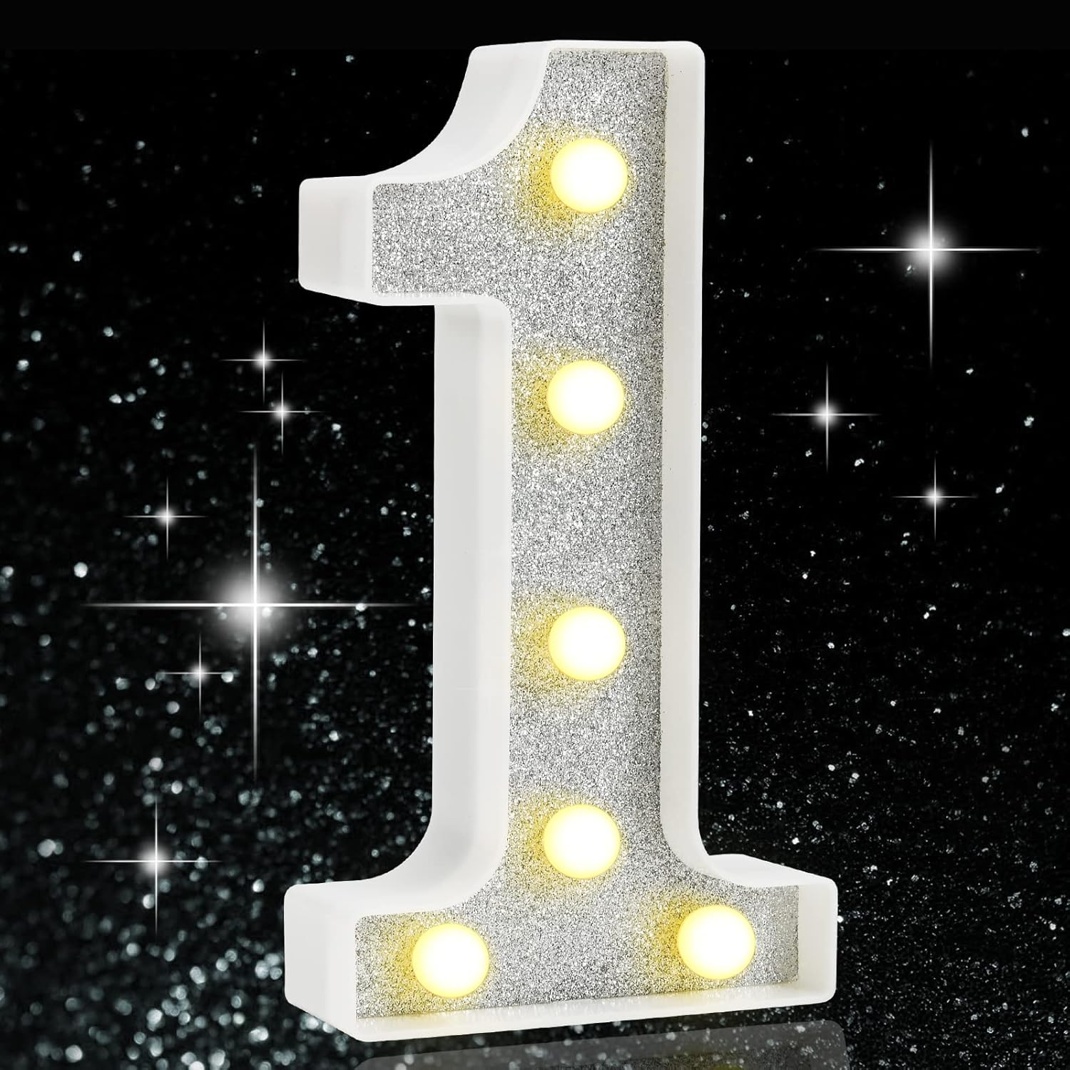 Amazon.com: Marquee Numbers Lights, Glitter Silver Light Up Numbers for ...