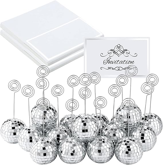 Amazon.com: 60 Pcs Disco Ball Table Number Holders Silver Place Card ...