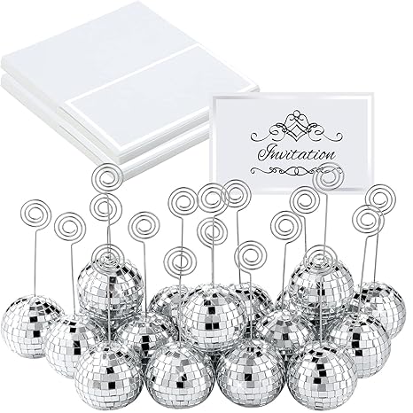 Amazon.com: 60 Pcs Disco Ball Table Number Holders Silver Place Card ...
