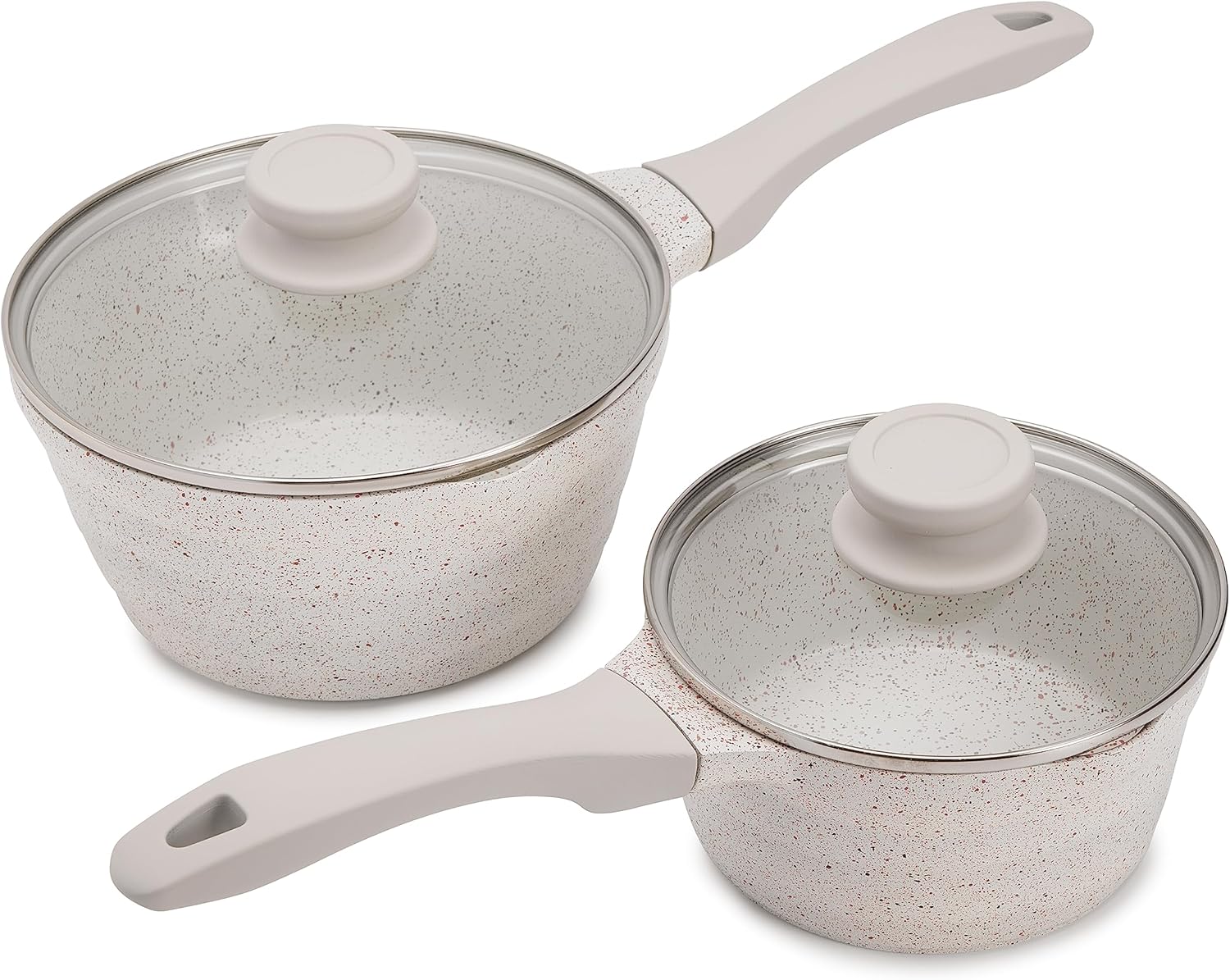 ROSSETTO Saucepan Set with Lid 16cm + 20 cm, with Ceramic Nonstick PFAS ...
