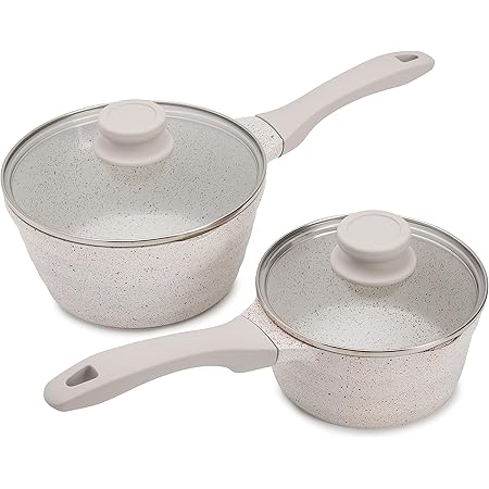 ROSSETTO Saucepan Set with Lid 16cm + 20 cm, with Ceramic Nonstick PFAS ...