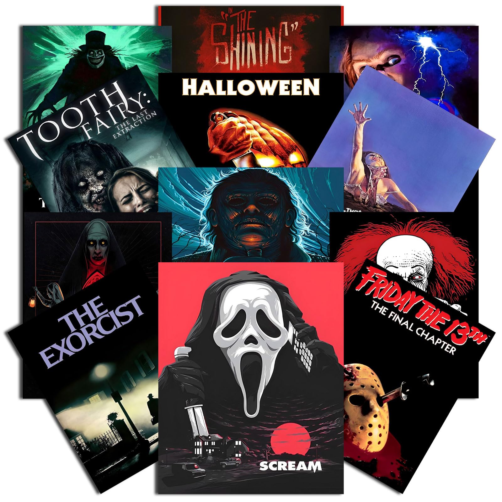 Amazon.com: 12Pcs Vintage Classic Horror Movie Posters, Creepy Scary ...