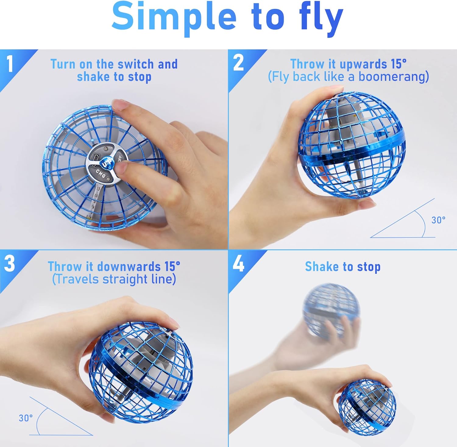 JOLIGAEA Flying Ball Toys, 2022 Upgraded Hand Controlled Mini Drone ...