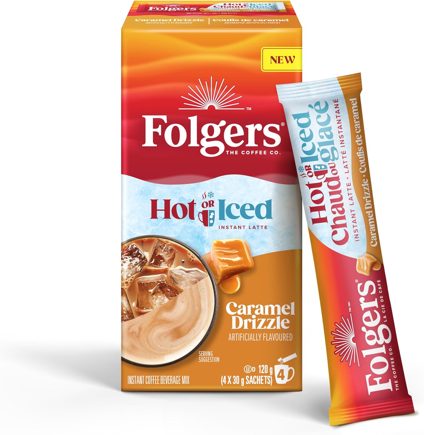 Folgers Instant Coffee Packets for Hot or Cold Brew Drink Mix Sachets ...