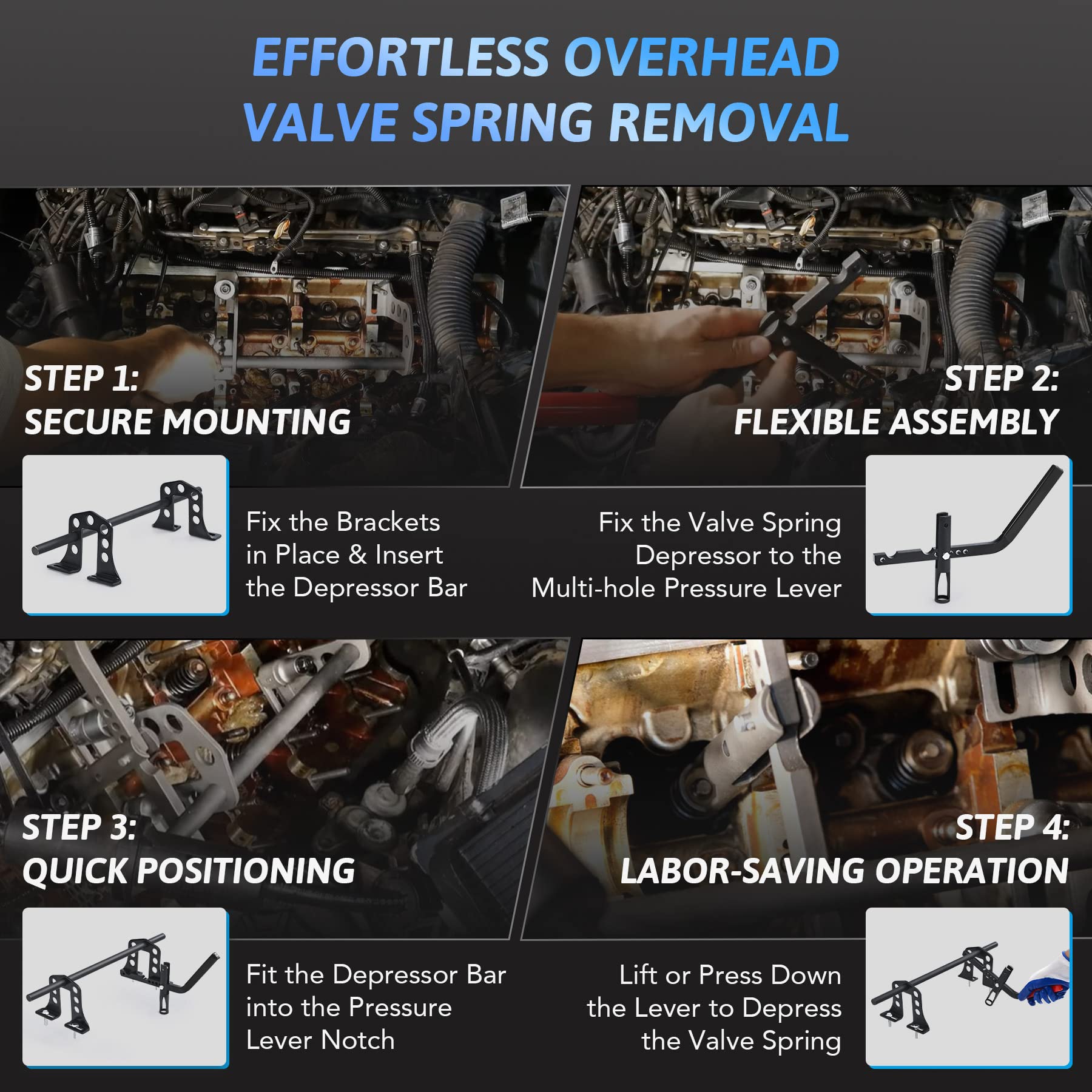 Snapklik.com : Valve Spring Compressor, Universal Overhead Engine Valve ...