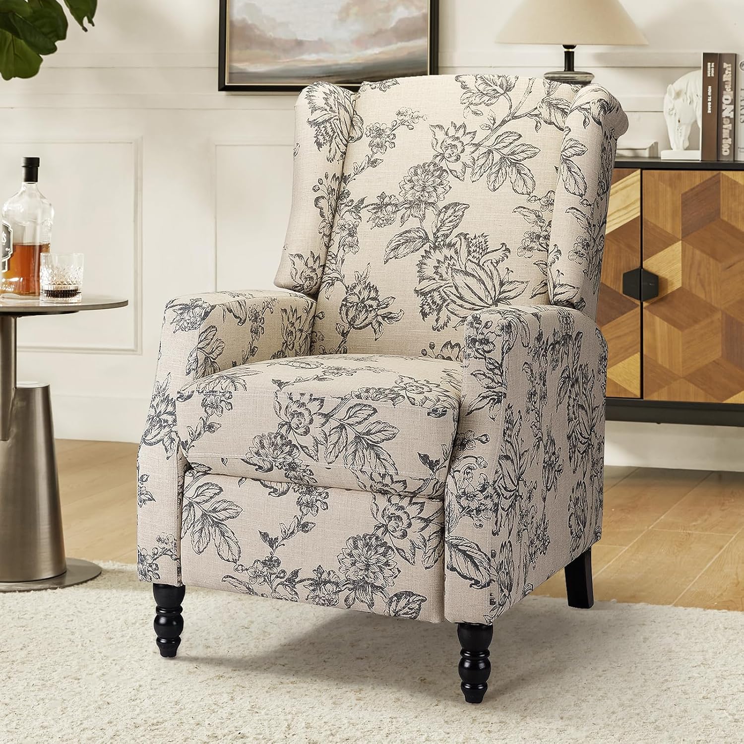 Amazon.com: HULALA HOME Wingback Recliner Chair, Traditional Push Back ...