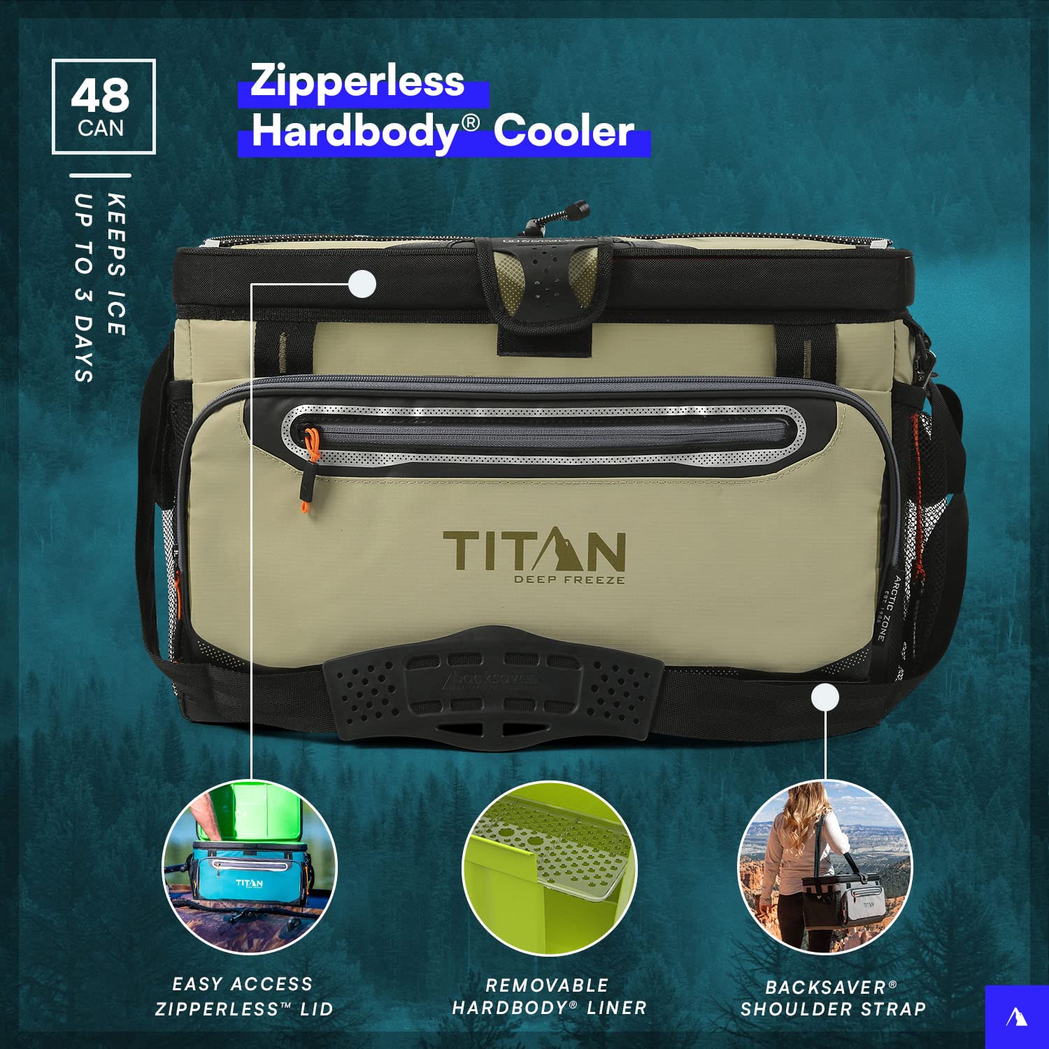 Arctic Zone Titan Deep Freeze 48 Can Zipperless HardBody Cooler, Moss ...