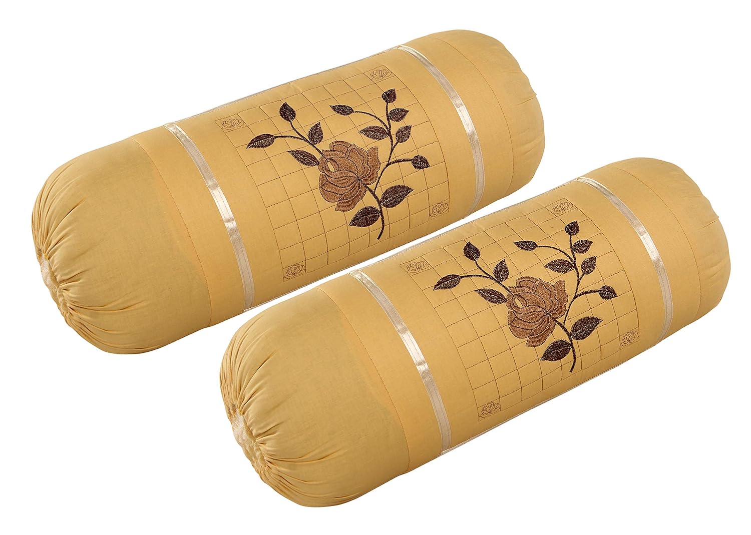 Rj Products Microfiber New Embroidered Bolsters Cover - Pack of 2 Skin ...