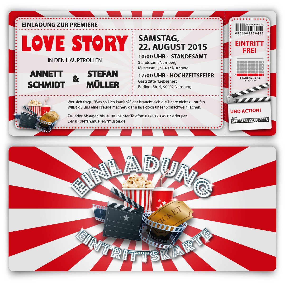 Hollywood Theme Wedding Invitations Movie Wedding Invitations | Zazzle