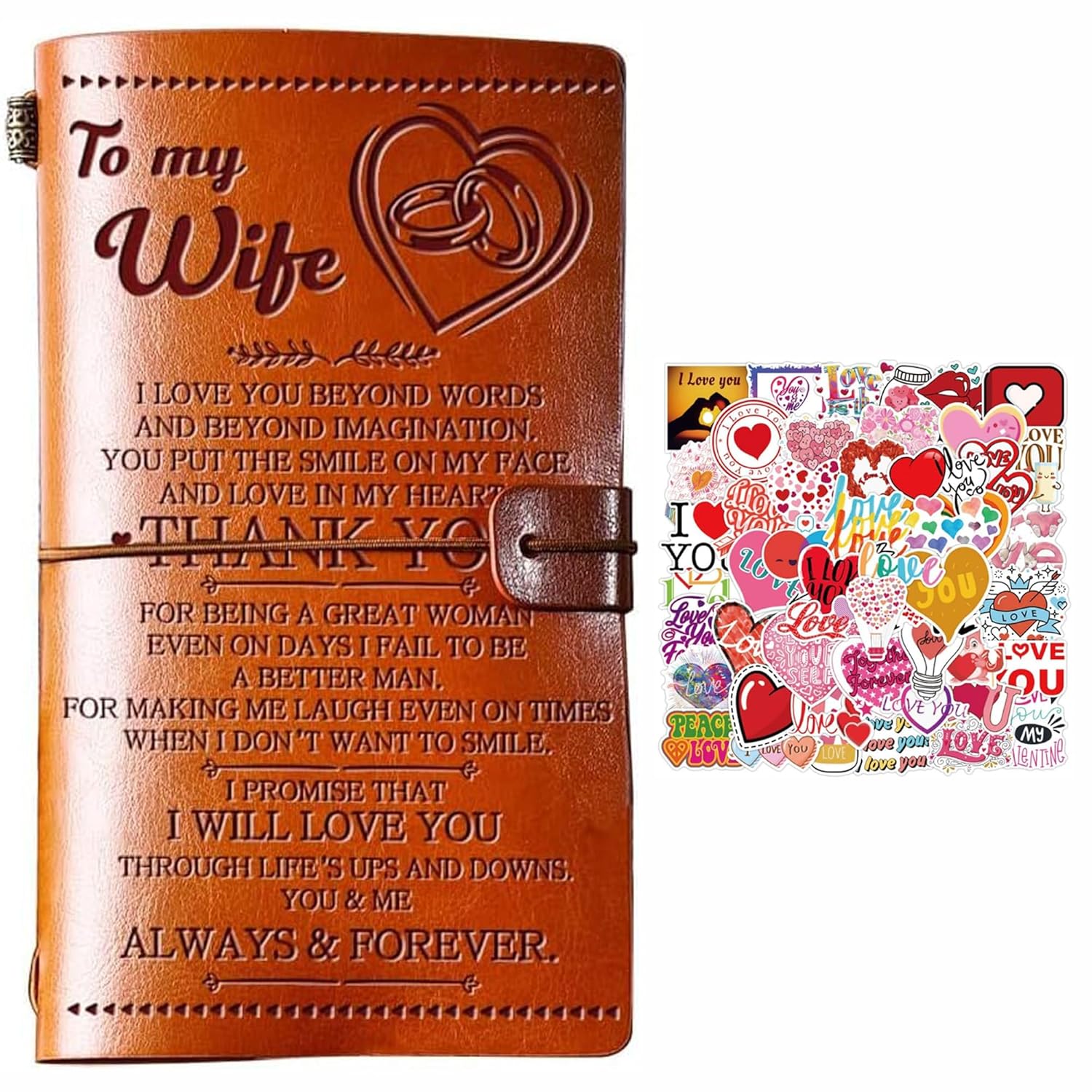 BIGTHREE® To My Wife Leather Journal Notebook, Valentine Gifts for Wife ...