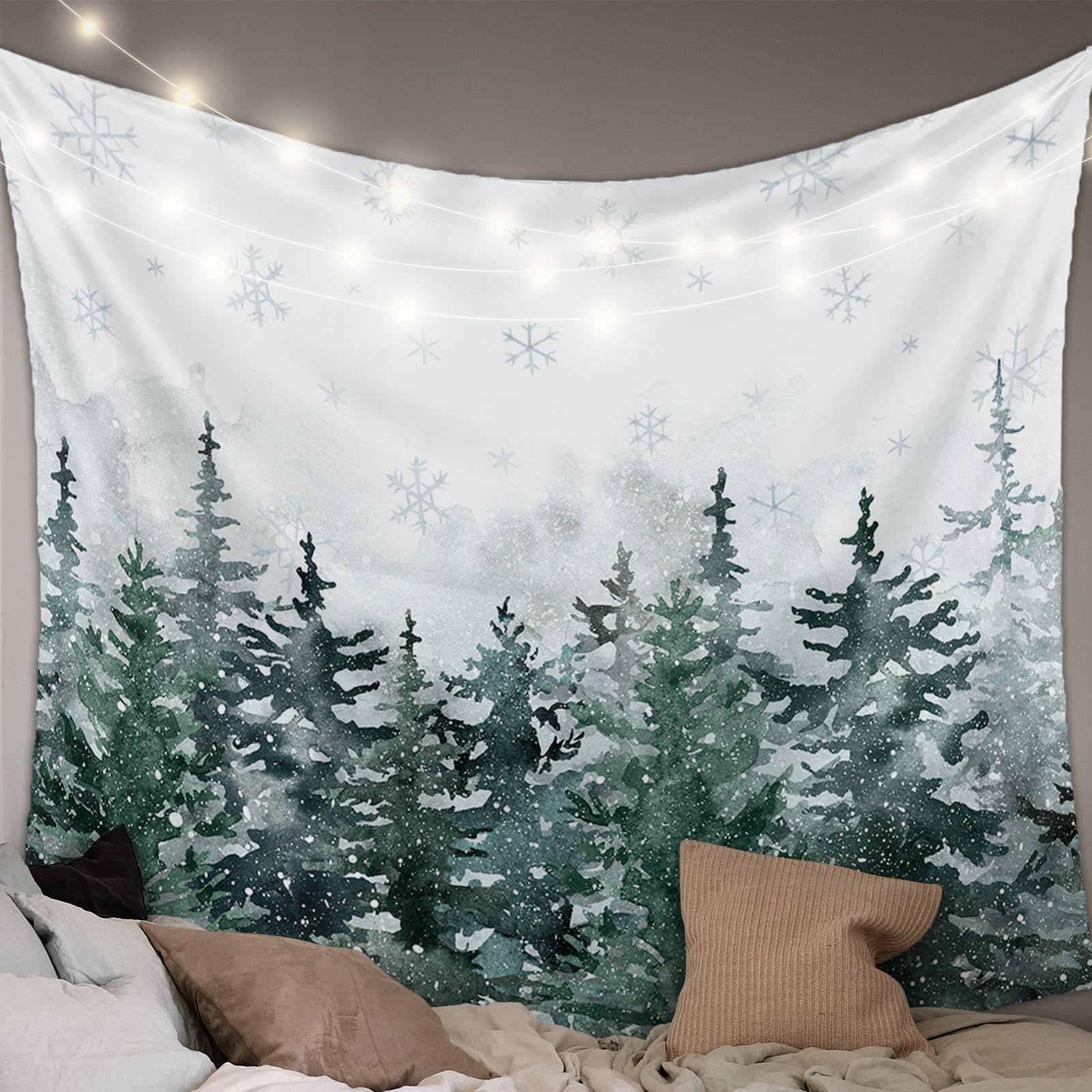 Amazon.com: Christmas Tapestry Wall Hanging Pine Tree Forest Tapestries ...