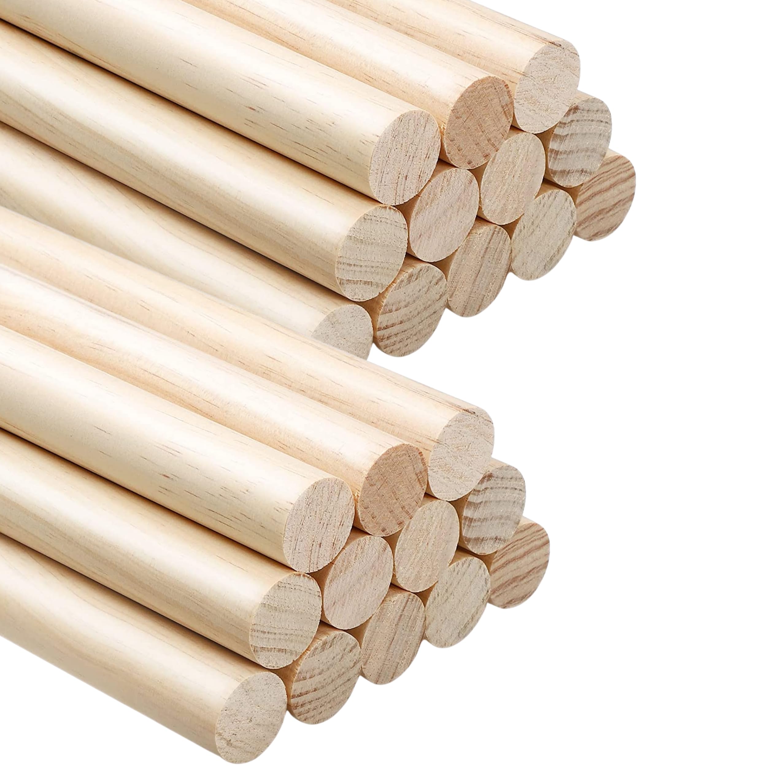Amazon.com: Pack of 24 Wooden Dowel Rods – 1/2 x 12 Inch Round ...