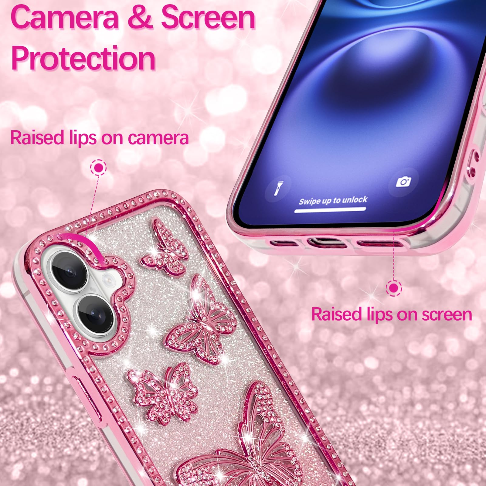 Snapklik.com : ZIYE Case Designed For iPhone 16 Plus Glitter Cases ...