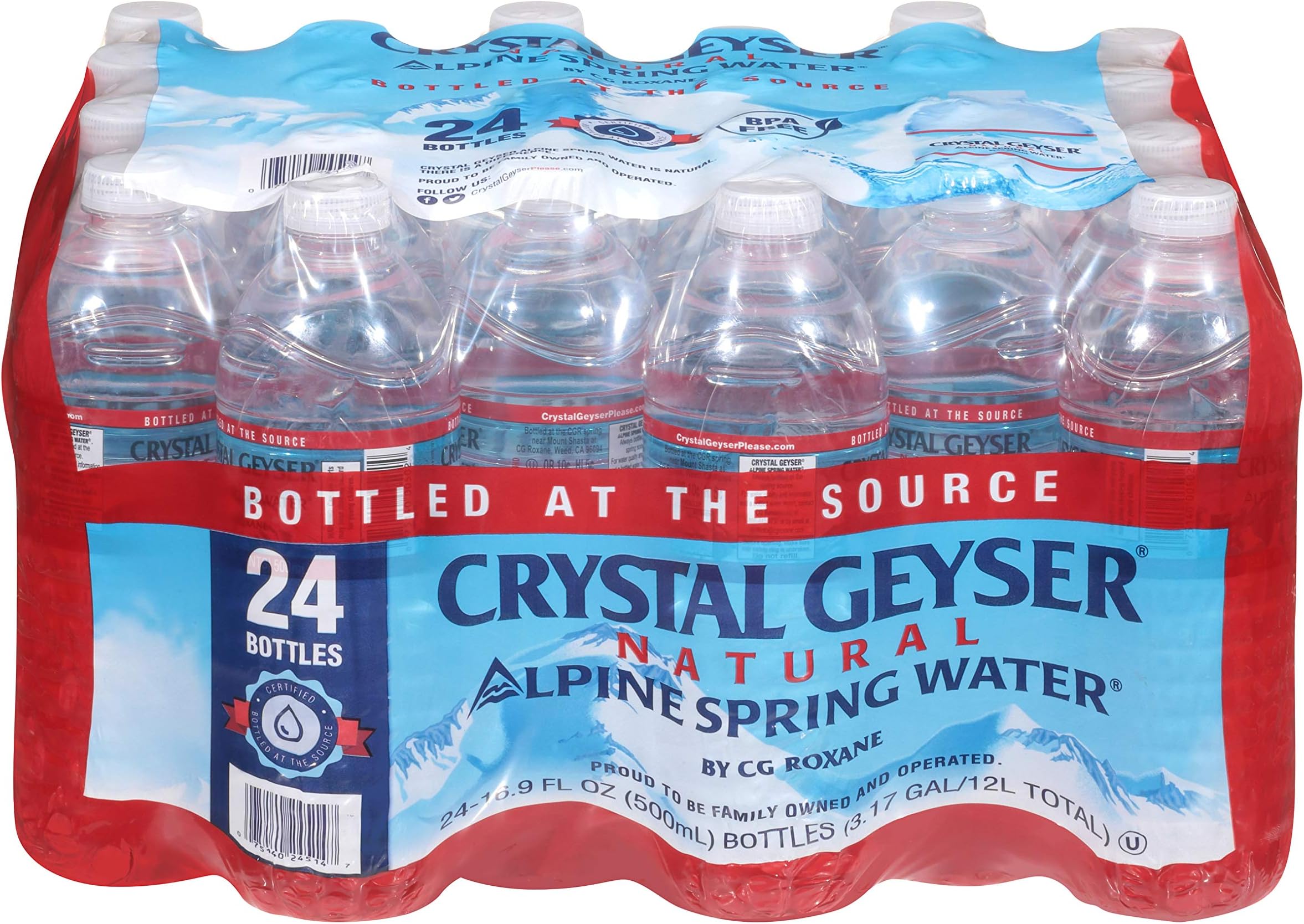 Amazon.com: Crystal Geyser Natural Alpine Spring Water, Drinking Water Bottled at the Source, 16 ...