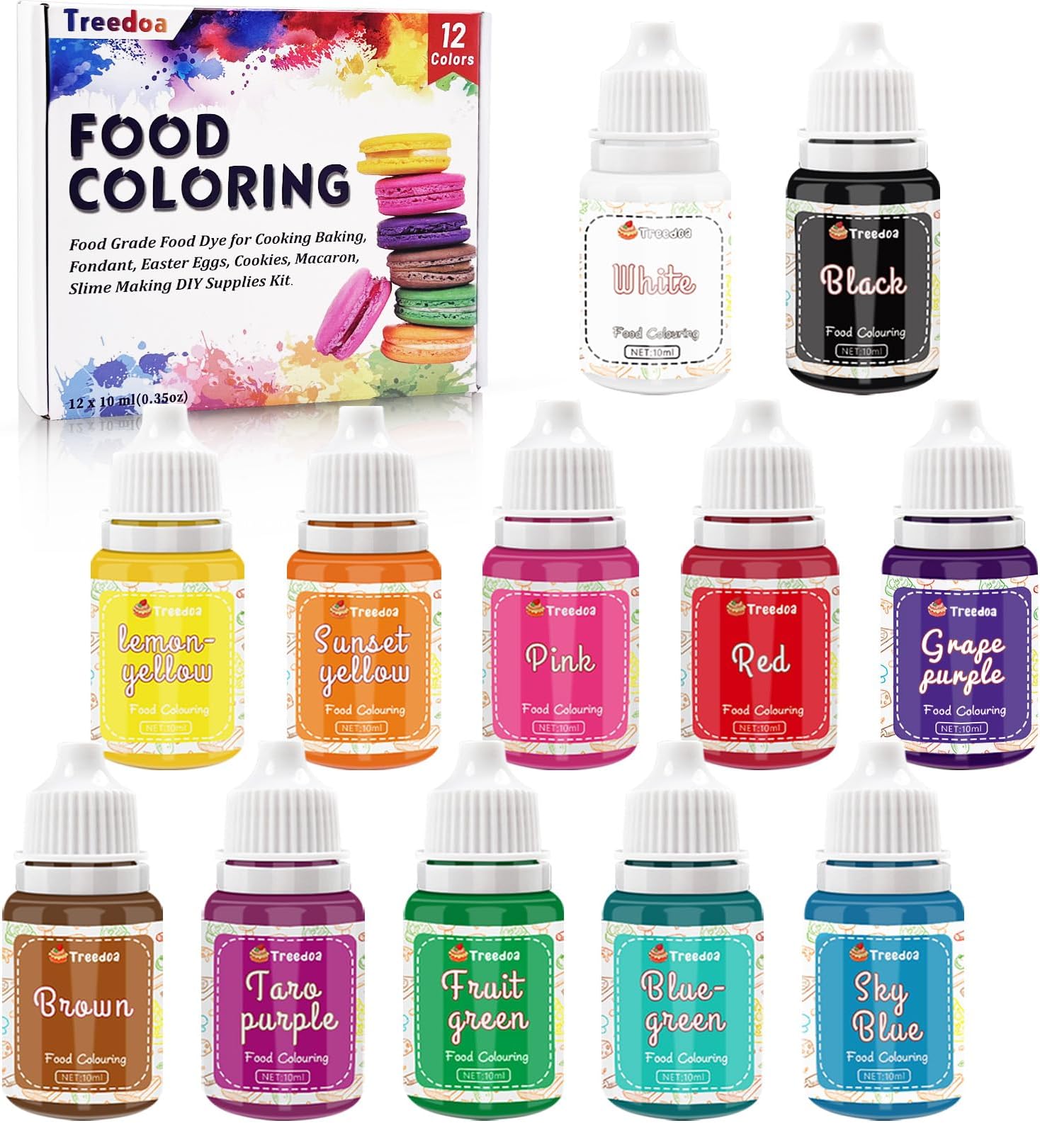 Amazon.com : Food Coloring Liquid Set,12 Colors x10ml Food Grade ...