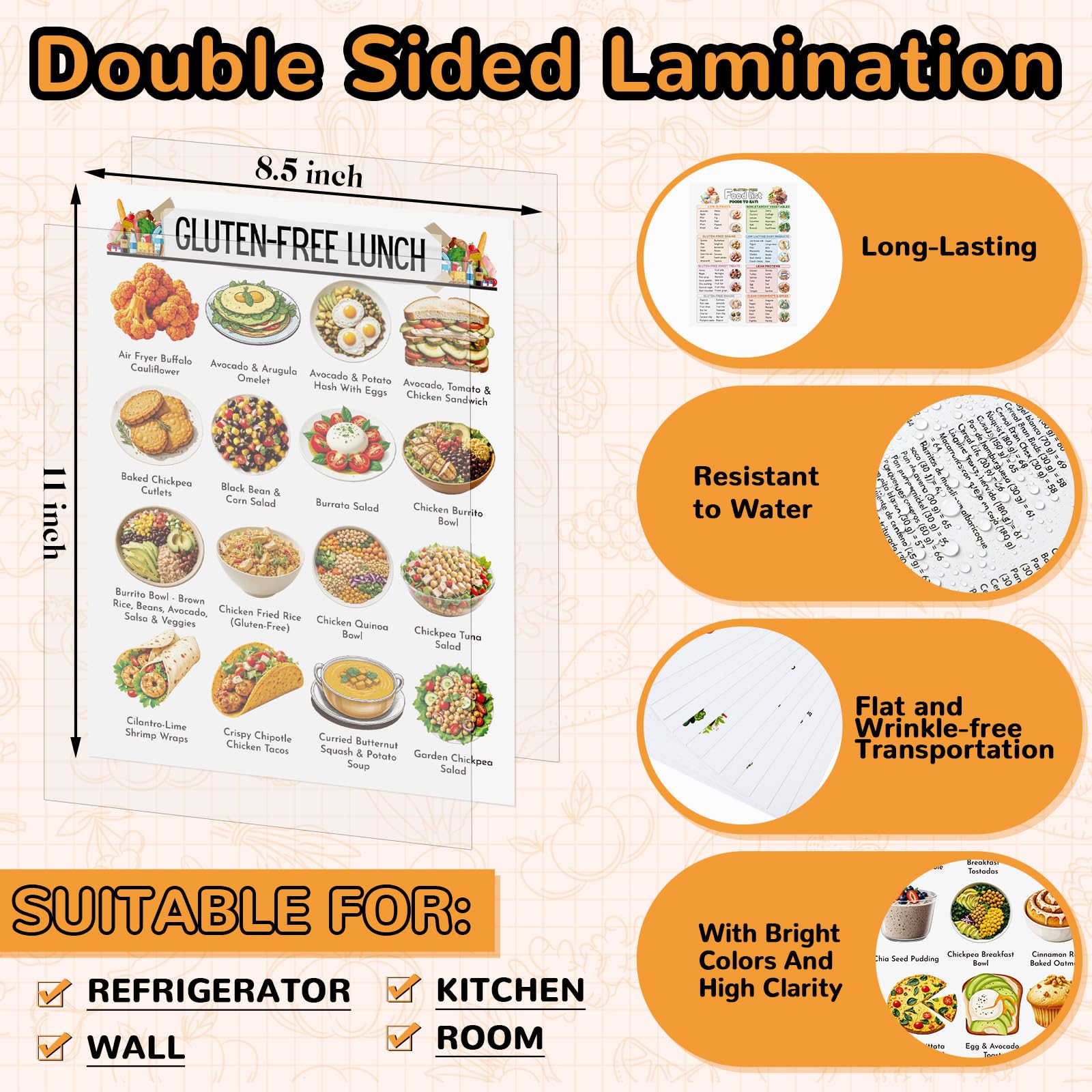 Snapklik.com : 12 Pcs Gluten Free Meal Plan Poster Grocery List Gluten ...