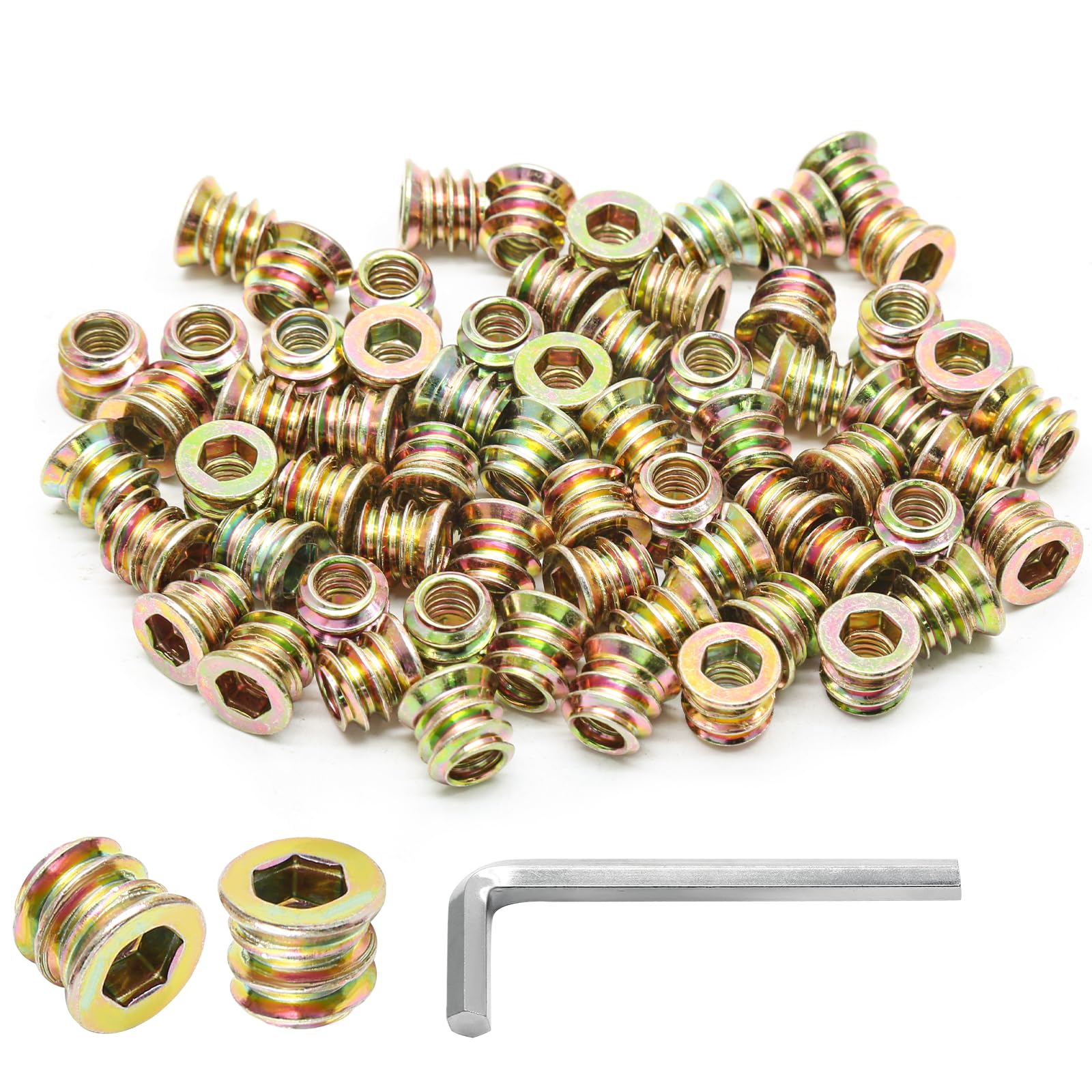 Snapklik.com : Uenhoy 100 Pcs M6 Threaded Wood Inserts Furniture Screw In Nut Threaded Bolt ...