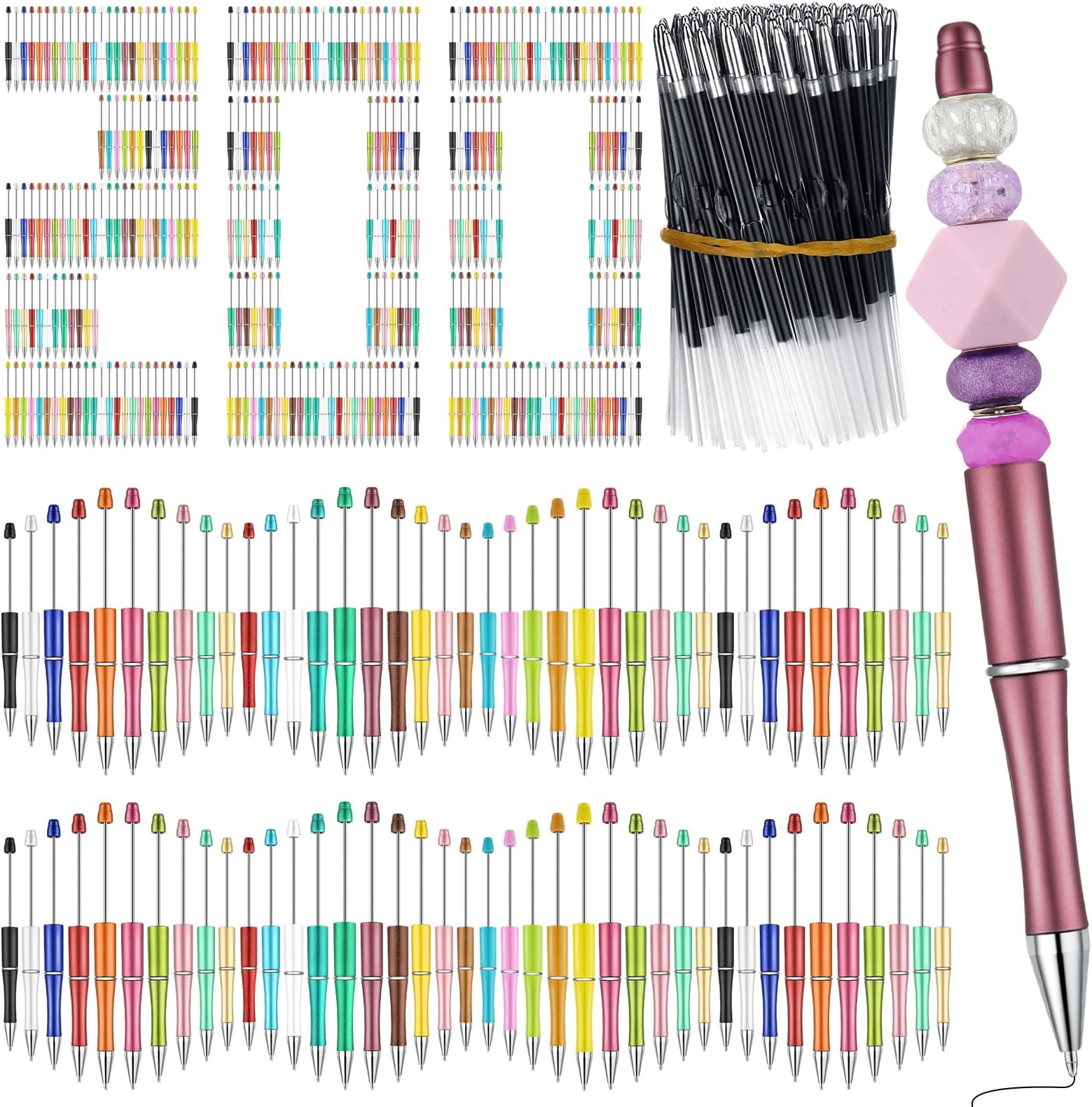 Amazon.com : 12 Pcs Plastic Beadable Pens Doodle Bead Pens Doodle ...