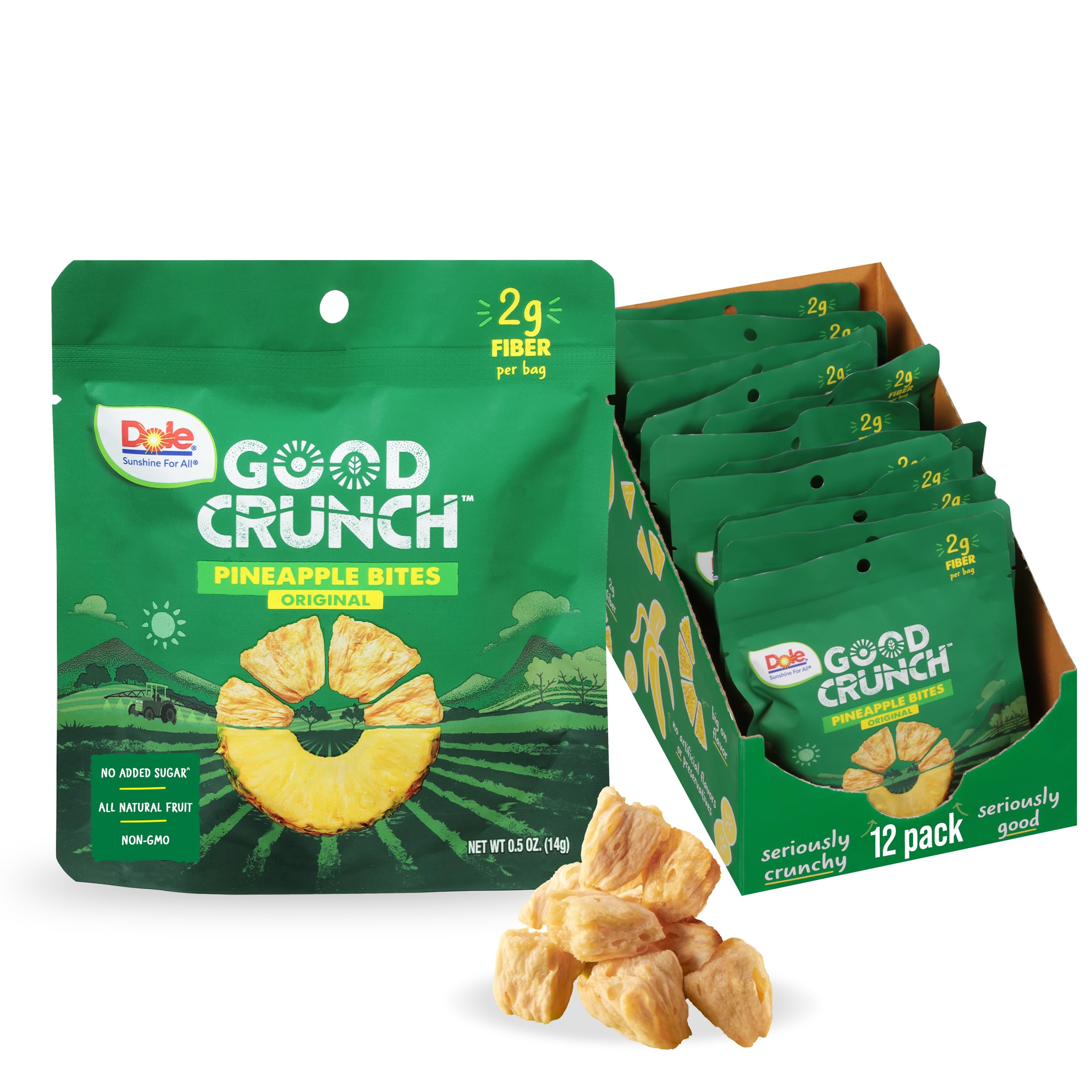 Amazon.com: Dole Good Crunch Pineapple Dried Fruit Bites, Gluten Free ...