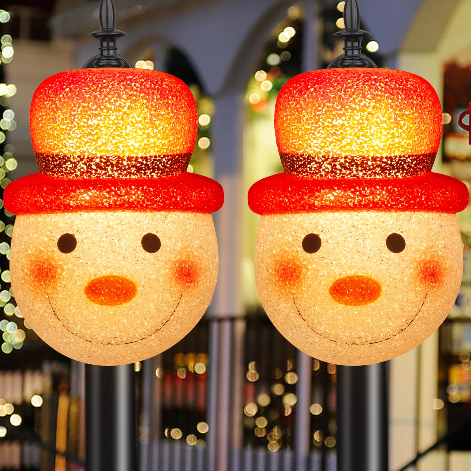 Amazon.com: Hooqict 2 Pack Christmas Snowman Porch Light Covers ...