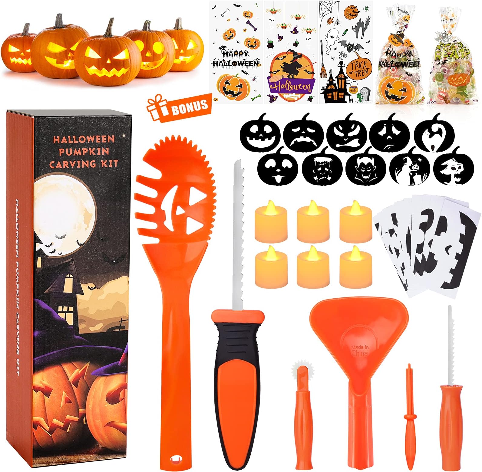 Amazon.com: Pumpkin Punchers Pumpkin carving kit for kids | Pumpkin ...