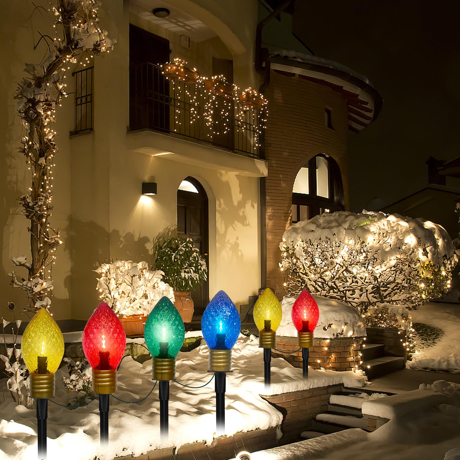 Large Christmas Bulb Pathway Lights LED Transparent Christmas Ornament