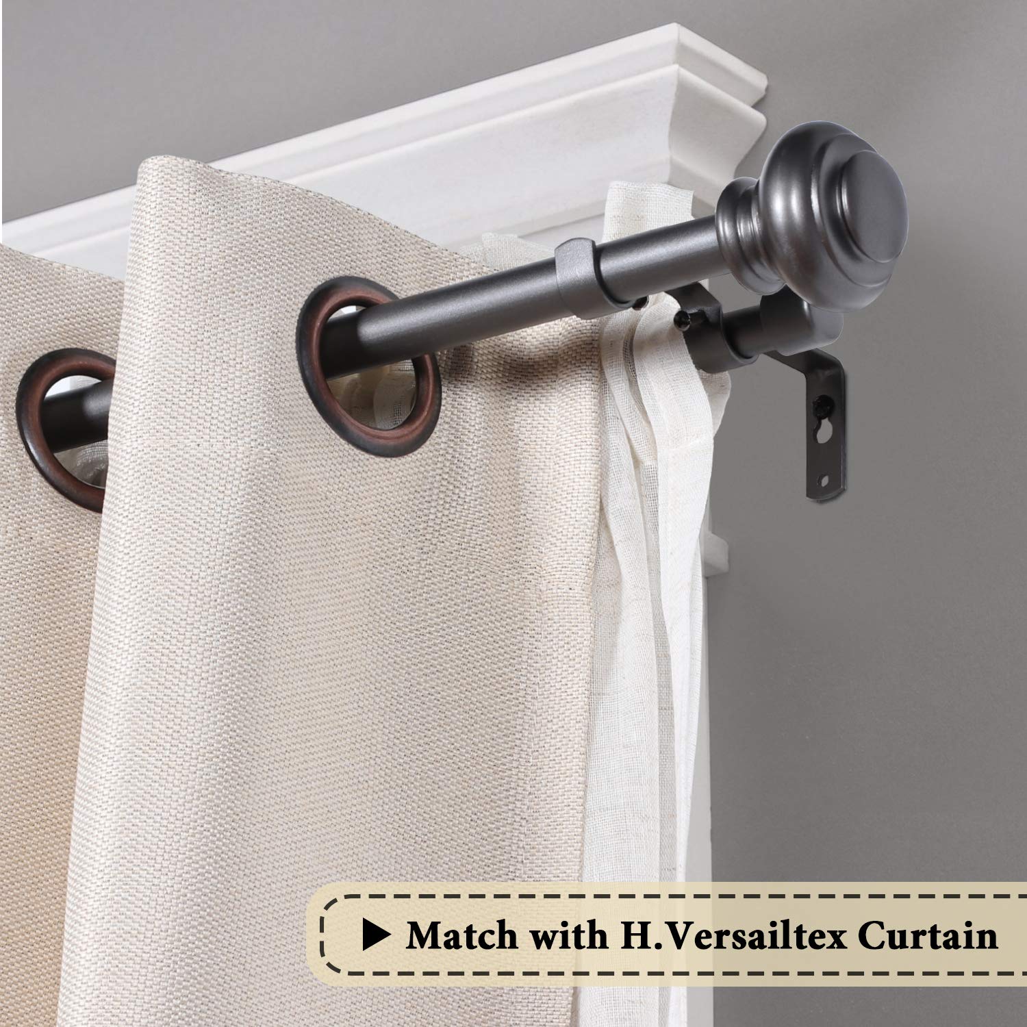 H.VERSAILTEX Elegant Window Treatment Telescoping Double Curtain Rod ...