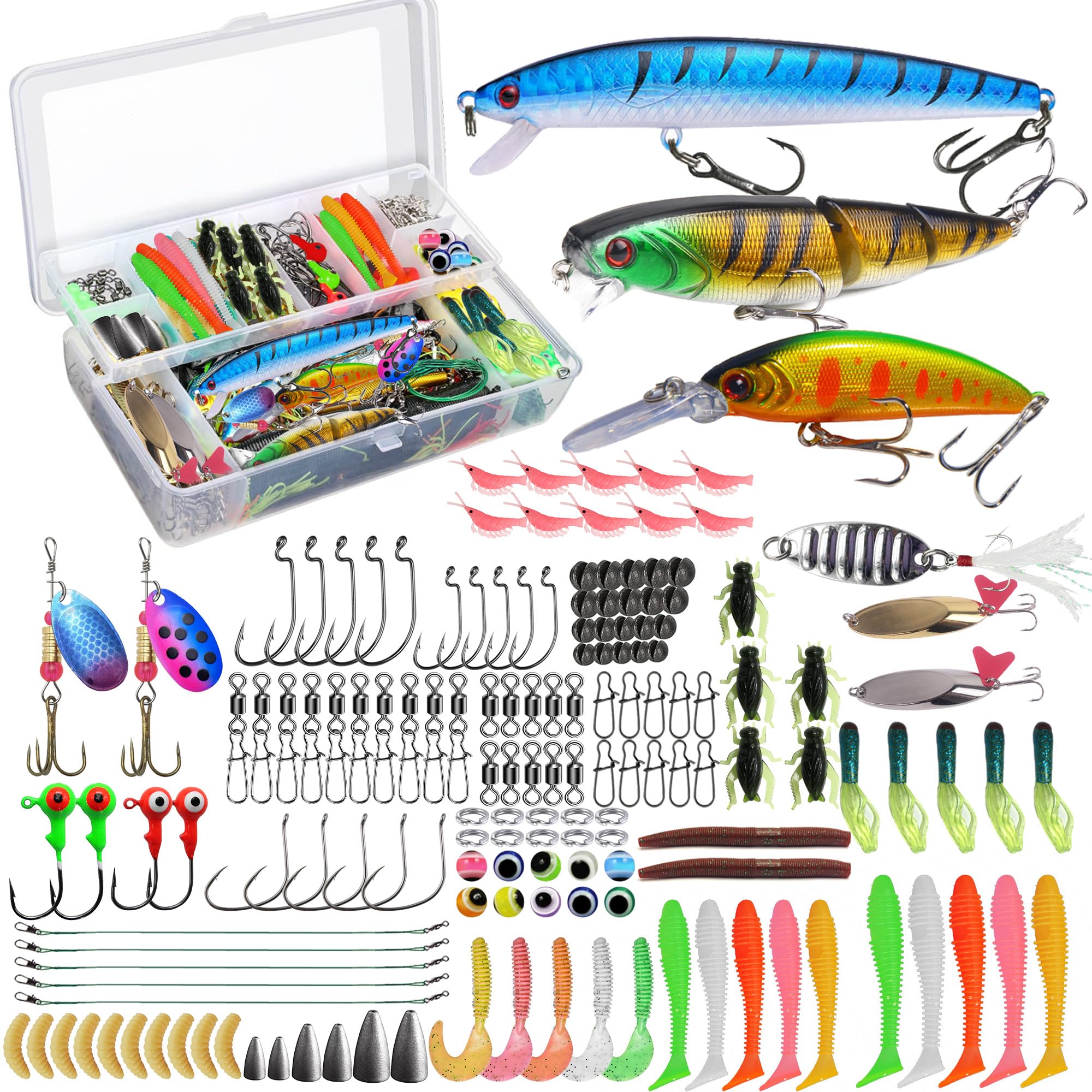 Fishing Lures Tackle Box Bass Fishing Kit,Saltwater and Freshwater ...