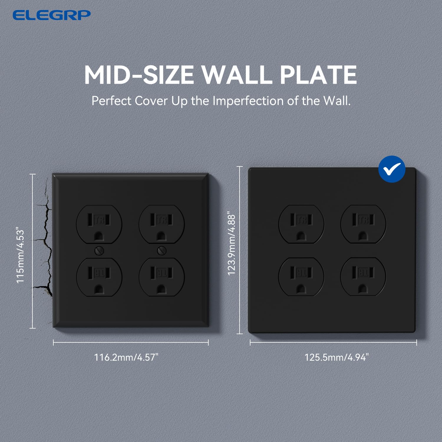 Snapklik.com : ELEGRP 2-Gang Screwless Duplex Wall Plates, Mid-Size ...