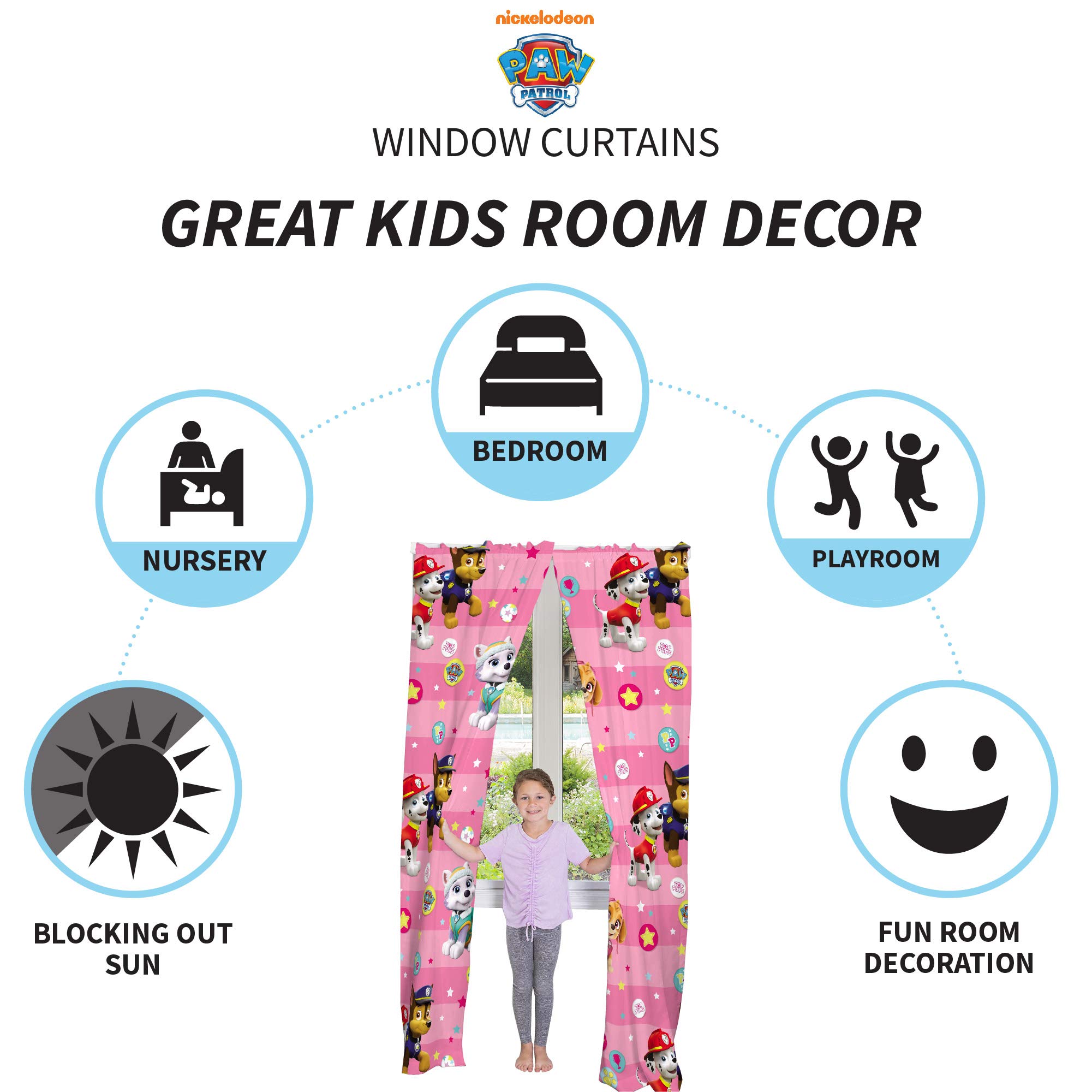 Snapklik.com : Paw Patrol Girls Kids Room Window Curtains Drapes Set ...