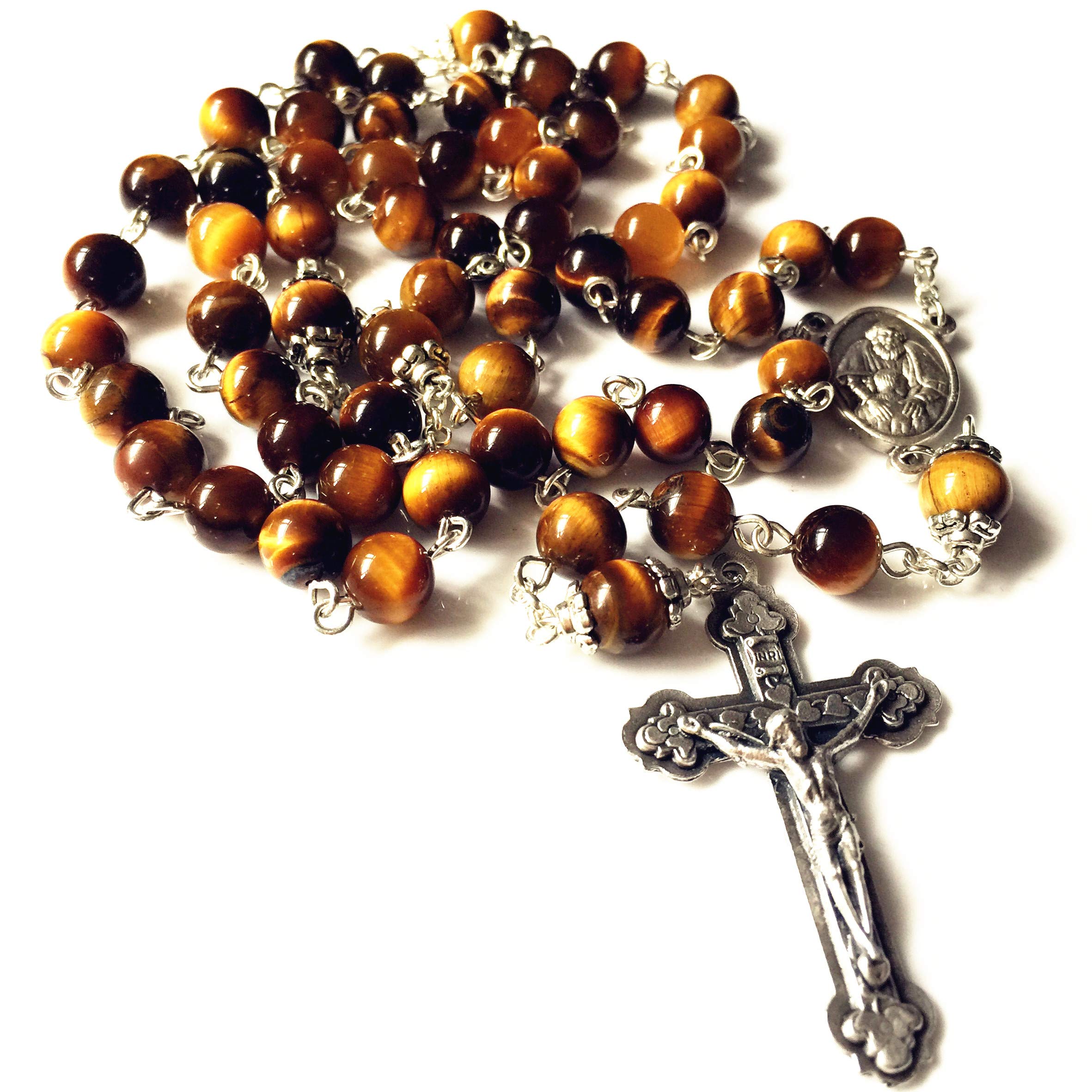 elegantmedical HANDMADE Tiger Eye Jade Rosary Beads Cross CRUCIFIX ...