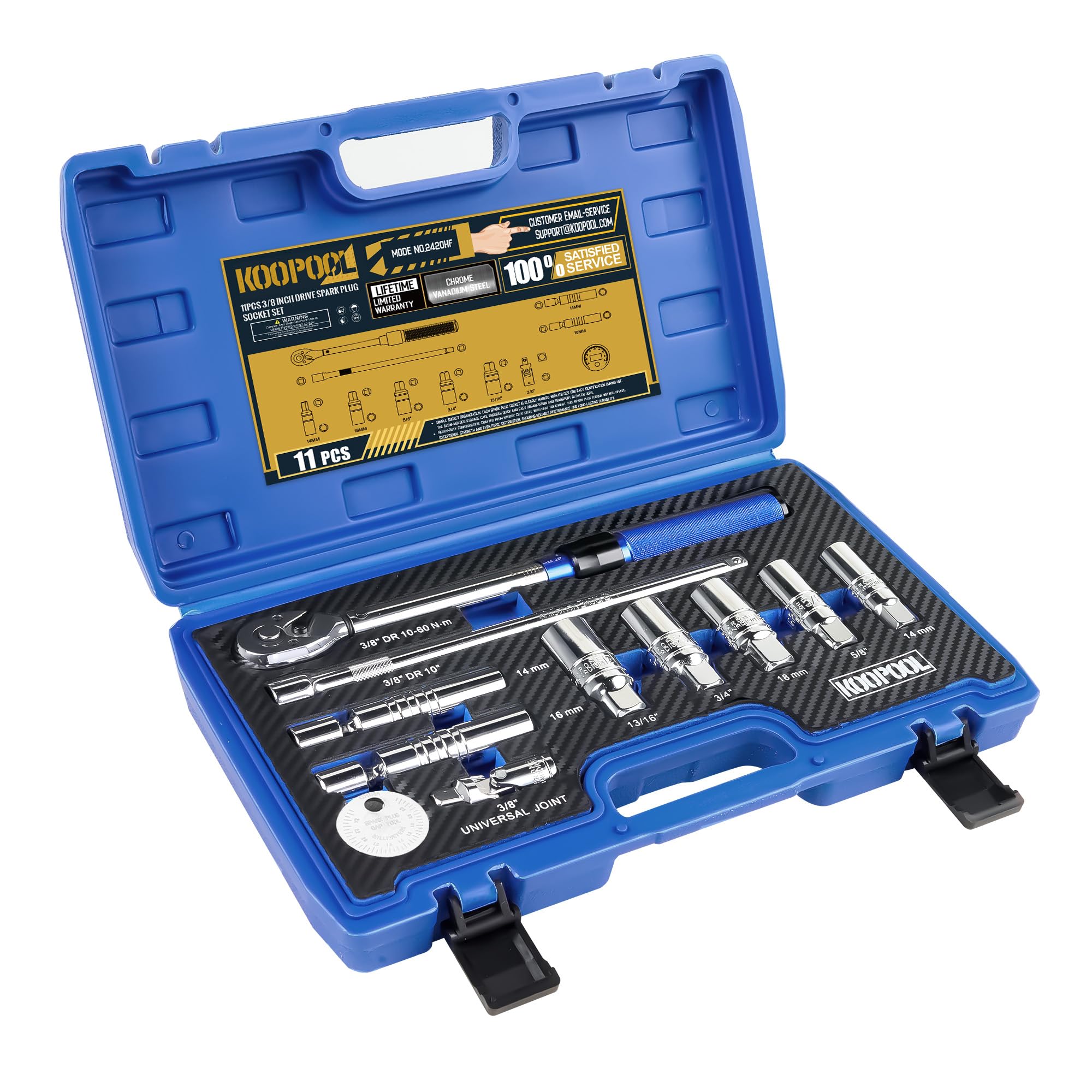 Amazon.com: KOOPOOL 11pc Magnetic Spark Plug Socket Set, 3/8" Click ...