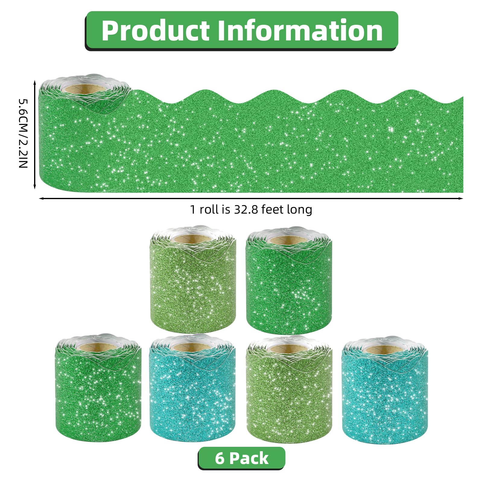 Snapklik.com : 6 Rolls 196.8 Ft Glitter Bulletin Board Borders Set ...