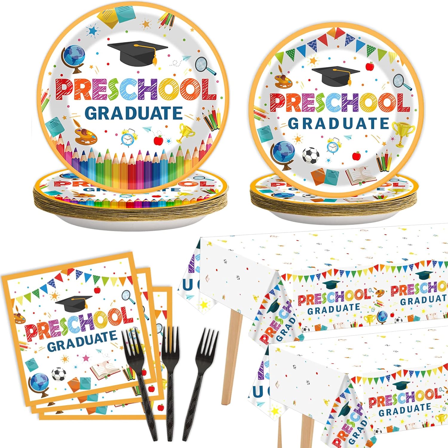 Amazon.com: Preschool Graduation Party Decoration Pre-K Grad Tableware ...