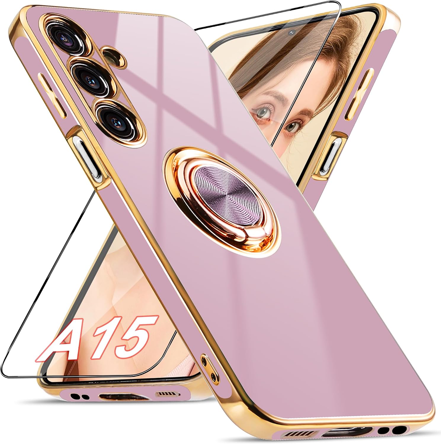 Jusy for Samsung Galaxy A15 Case, with 360° Rotating Ring Magnetic ...
