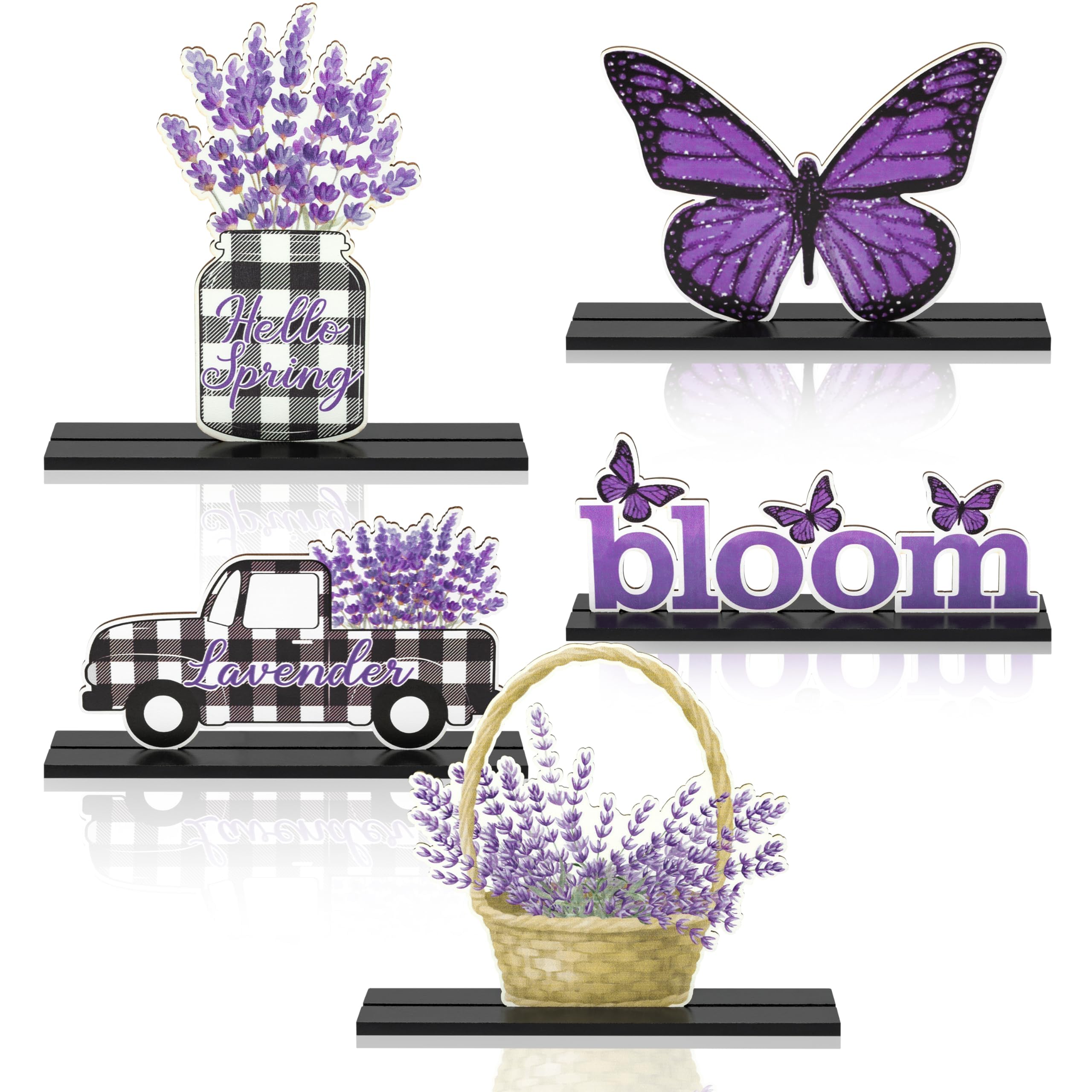 Amazon.com: Haooryx Spring Lavender Wooden Centerpieces - 5Pcs Durable ...