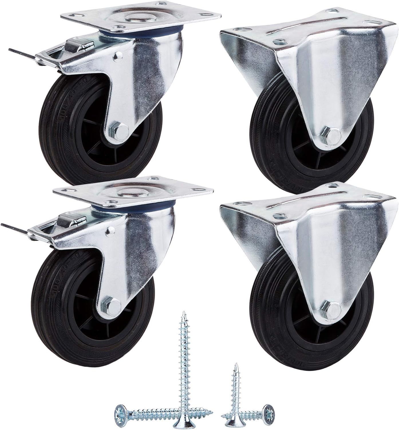 (4'lü paket) Döner Tekerlekler 100 mm Yumuşak Kauçuk Sessiz Hareketli ...