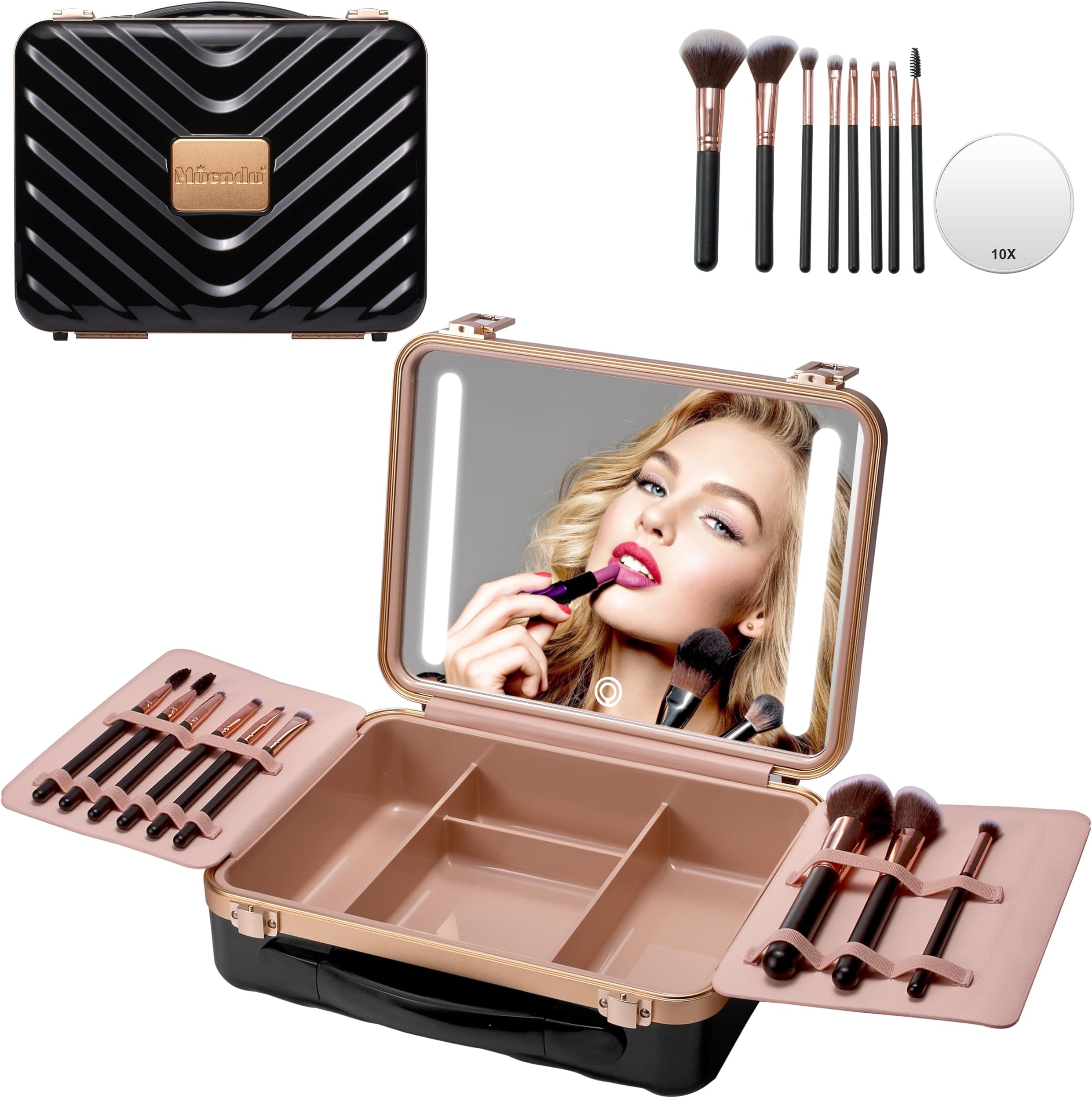 Amazon.com : Qislee Makeup Box with A Detachable Lighted Mirror ...